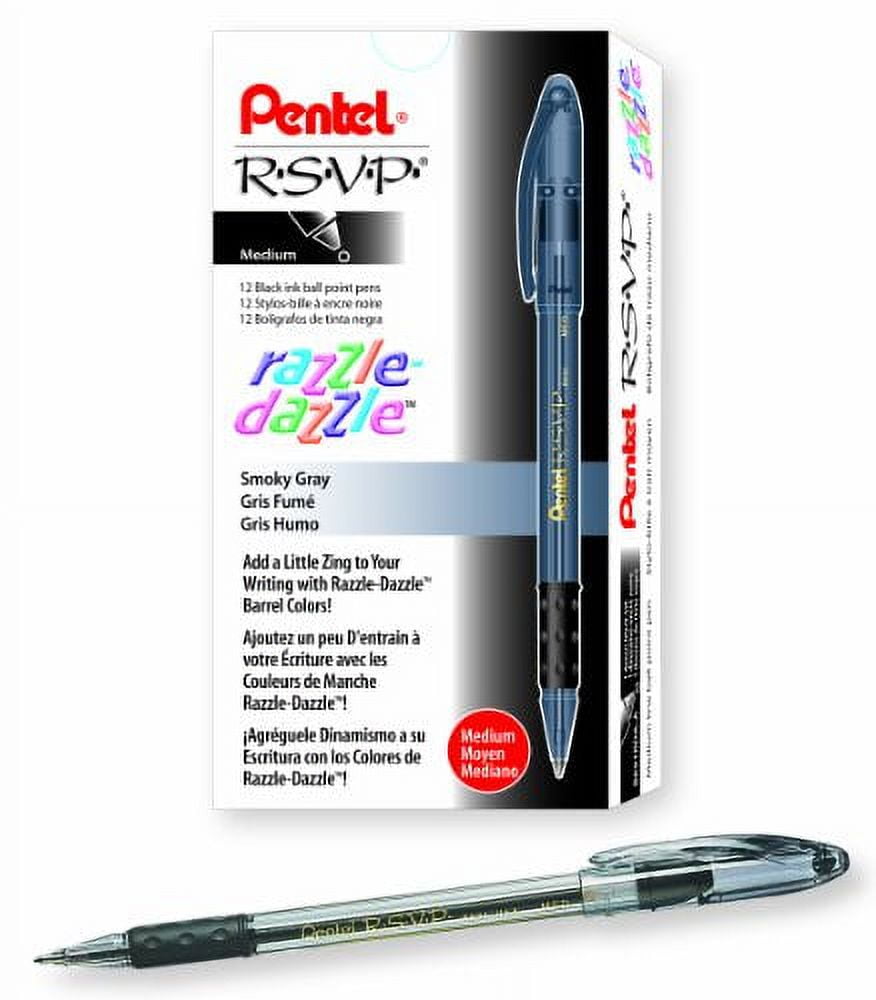 Pentel RSVP Razzle-Dazzle Ballpoint Pen, (1.0mm) Medium Line, Black ...