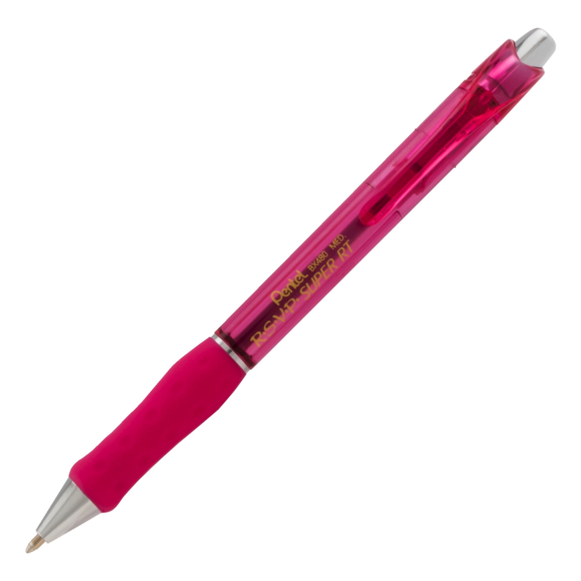 Pentel R.S.V.P. Super RT Ballpoint Pen, 1.0 mm Medium Line, Pink Ink ...