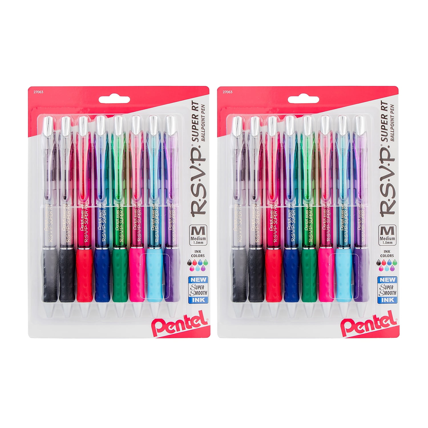 Pentel R.S.V.P. Super RT Retractable Ballpoint Pen, Assorted, 8 Per ...