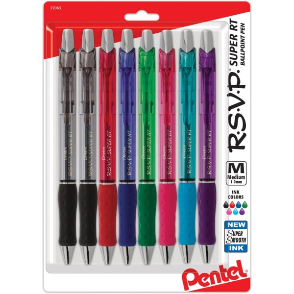 Pentel R.S.V.P. Super RT Retractable Ballpoint Pen, Assorted, Pack of 8 ...