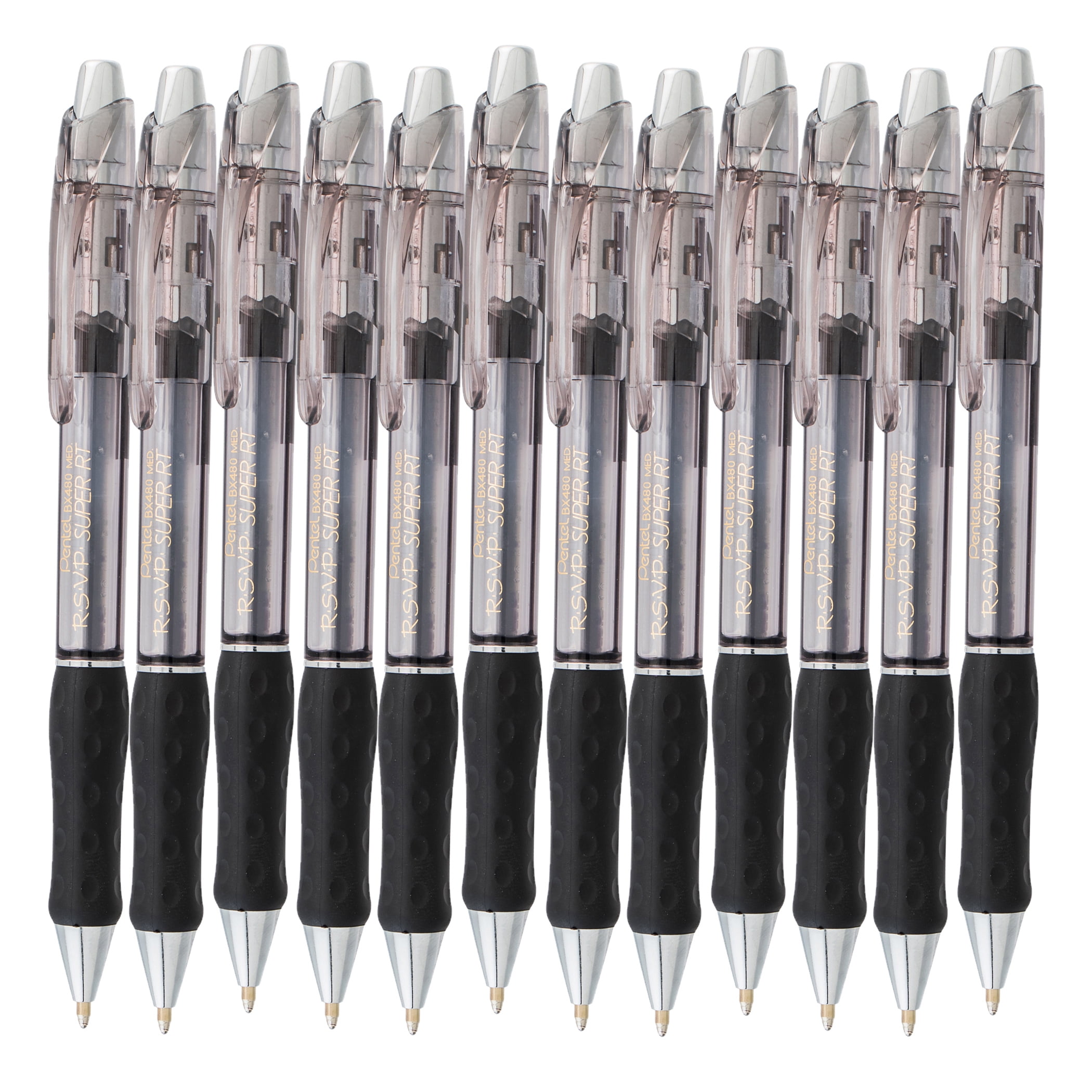 Pentel R.S.V.P. Super RT Retractable Ballpoint Pen, Black, Pack of 12 ...