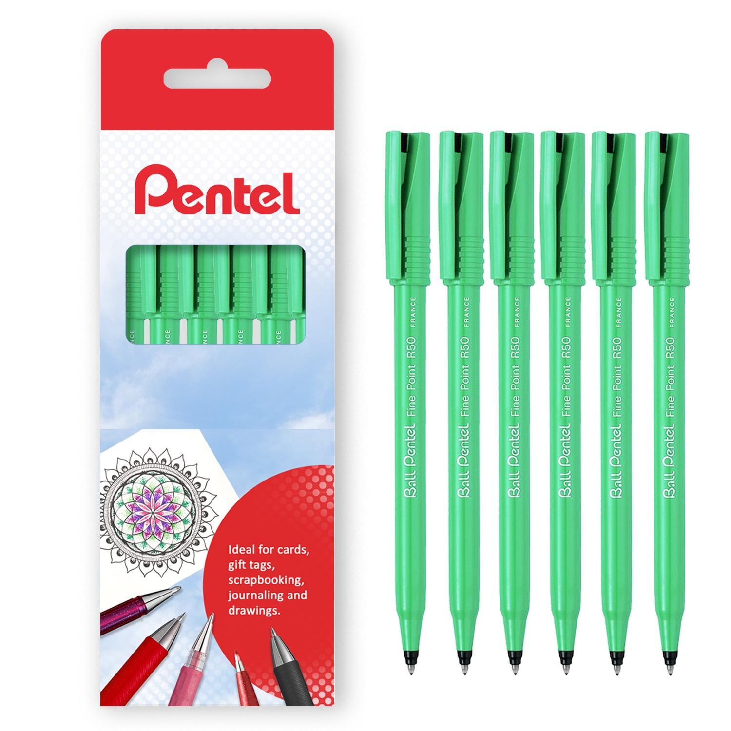 Pentel R50 Fine Point Liquid Ink Rollerball Pens - 0.8mm Tip - 77% ...