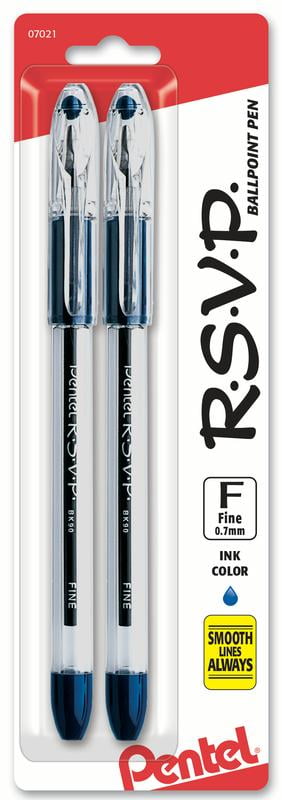 Pentel RSVP Ballpoint Pen, 0.7mm, Fine Line, Blue Ink, 2 Pens per pack ...
