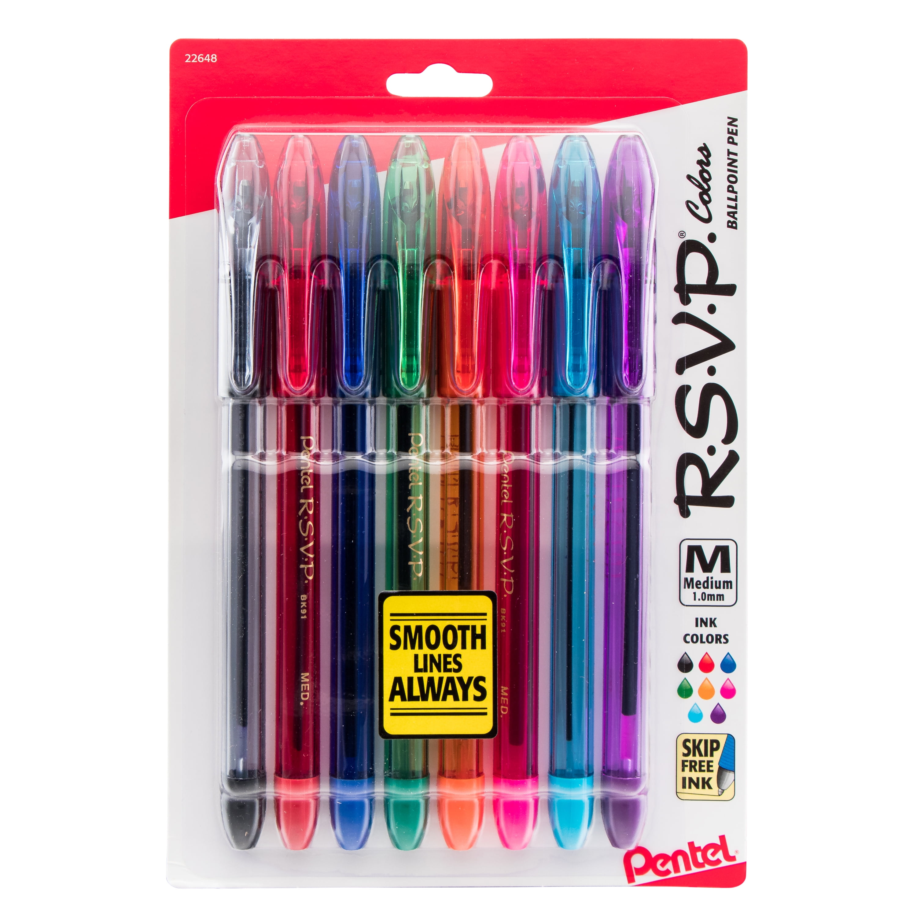 Pentel RSVP COLORS Ballpoint Pen, 1.0mm Medium Line, Assorted Ink ...
