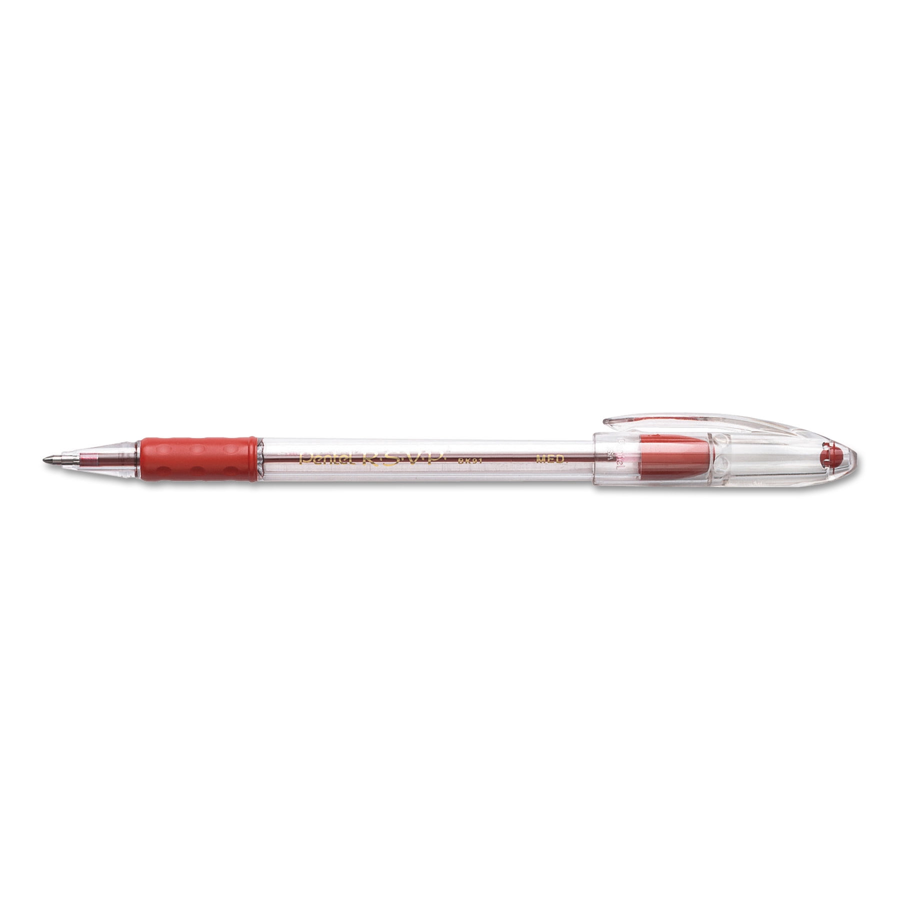 Pentel RSVP Stick Pen Medium Pen Point - Refillable - Red - Clear ...