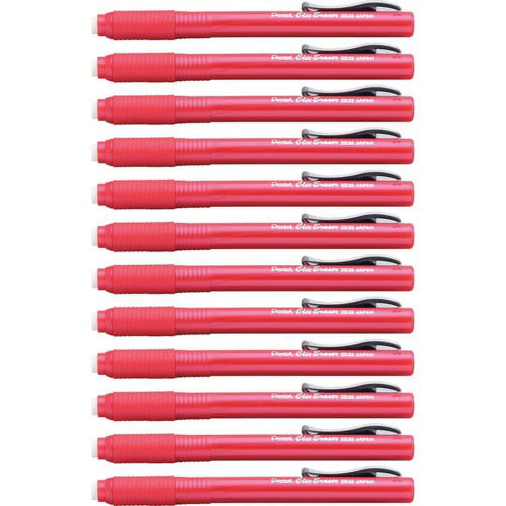 Pentel Rubber Grip Clic Eraser - Red - Pen - Refillable - 12 / Box ...