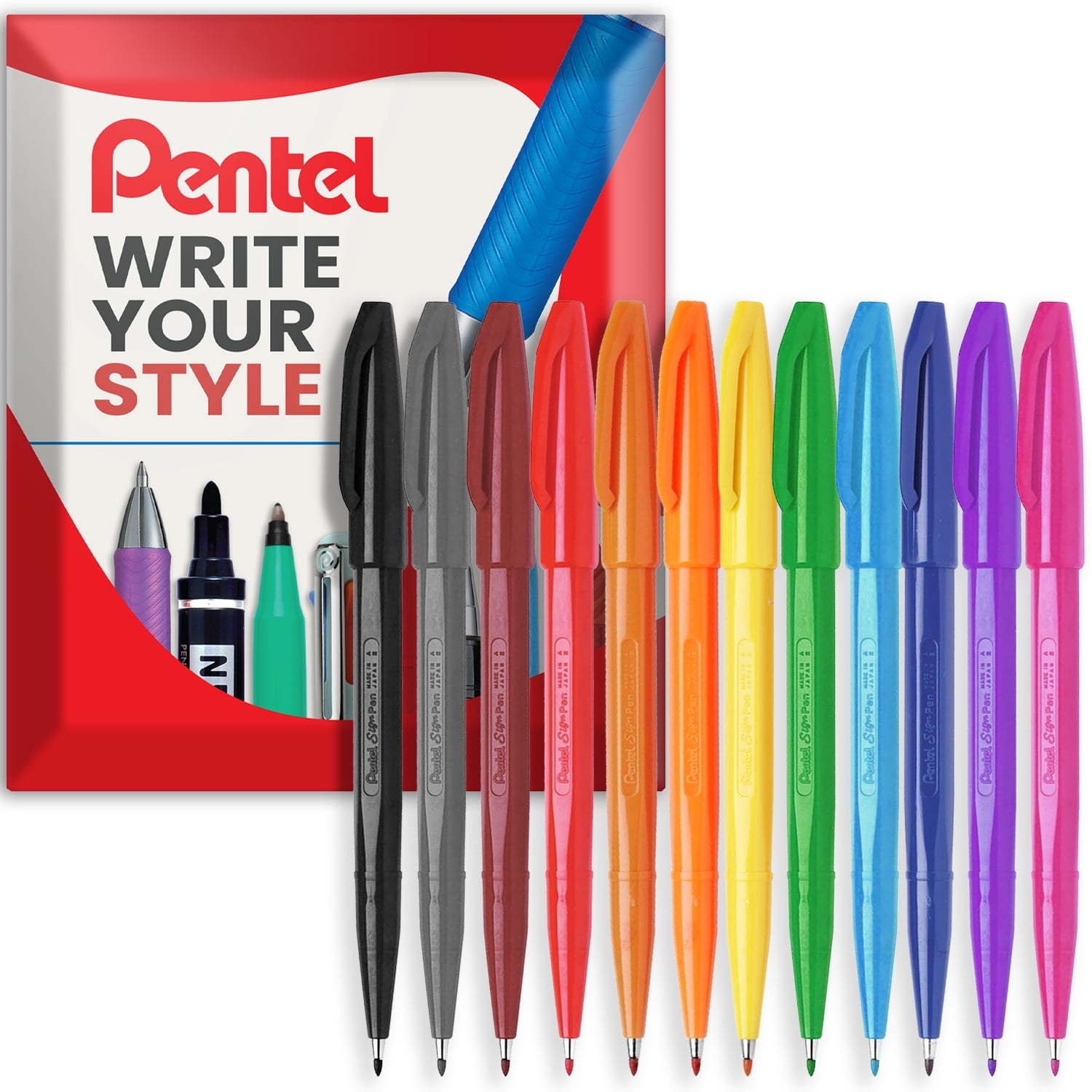 Pentel S520 Original Sign Pen Fibre Tip Marker Fineliner Pens - 2mm Nib ...