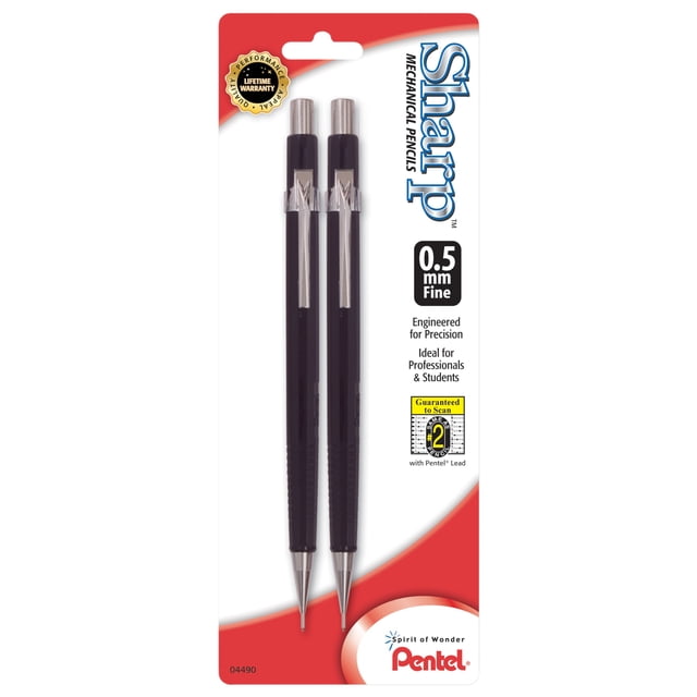 Pentel Sharp Mechanical Pencils with Built-In Erasers, 0.5mm Lead, No ...