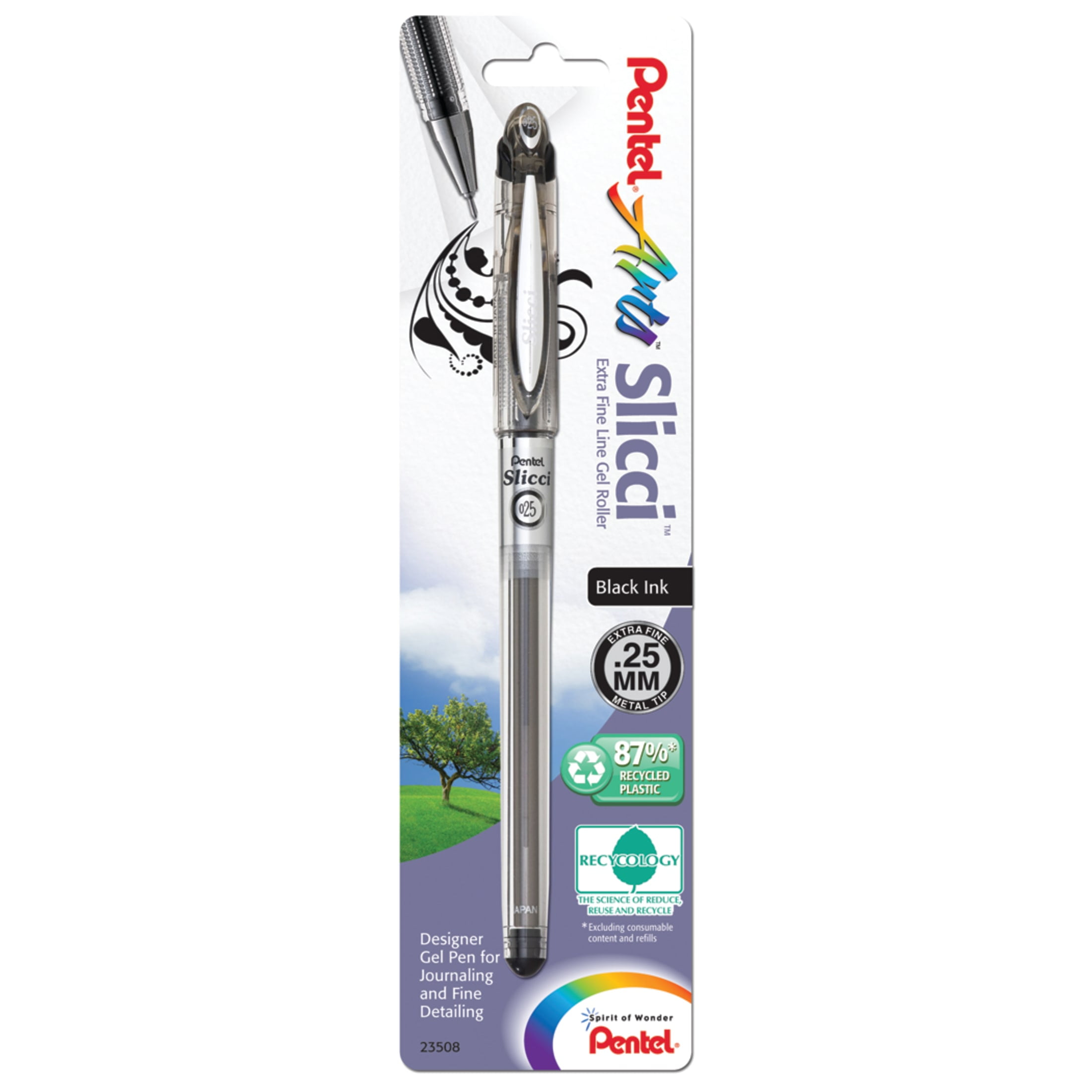 Pentel Slicci Gel Pen, Black, Carded Packaging - Walmart.com
