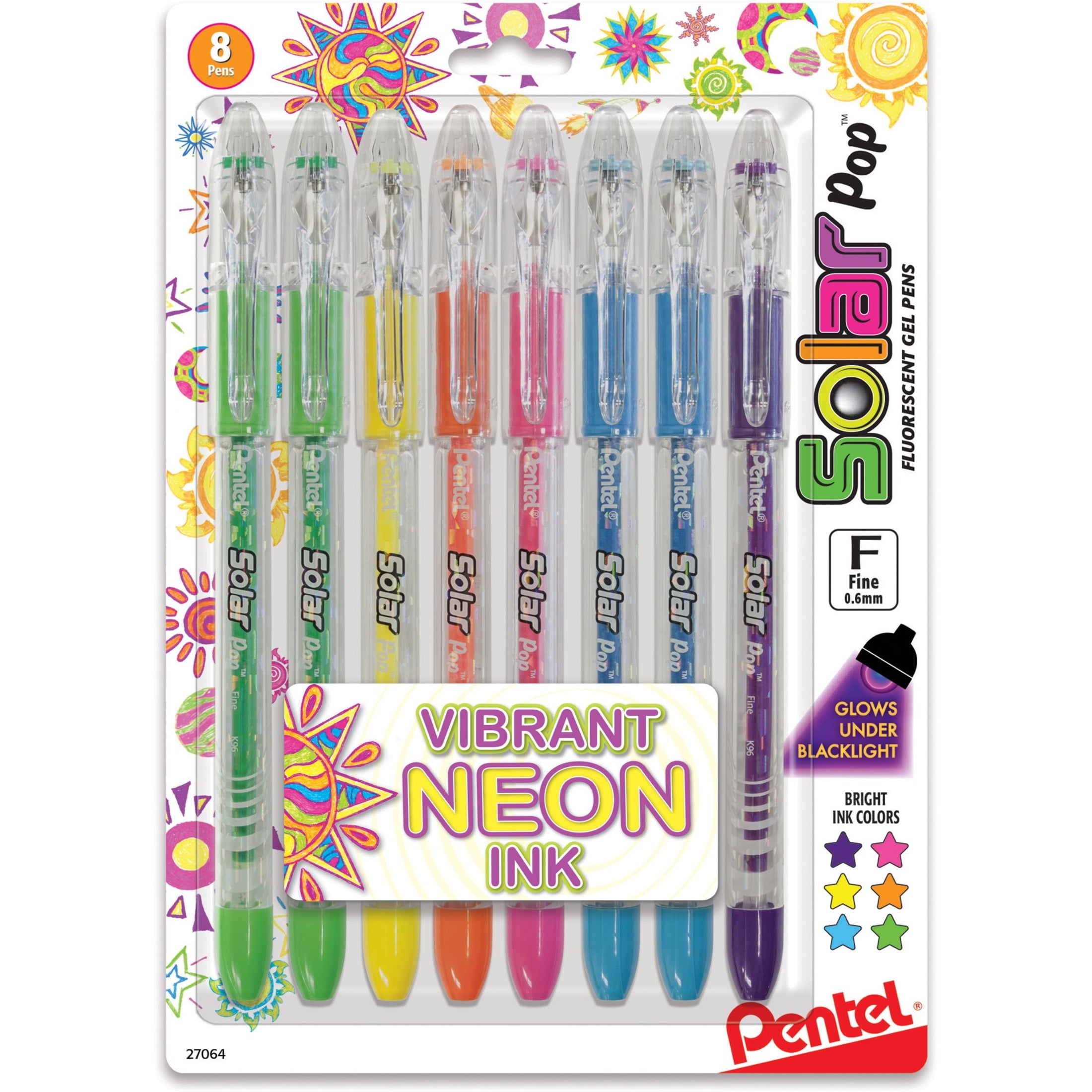 Pentel Solar Pop Neon Gel Pen Set, 8-Colors - Walmart.com