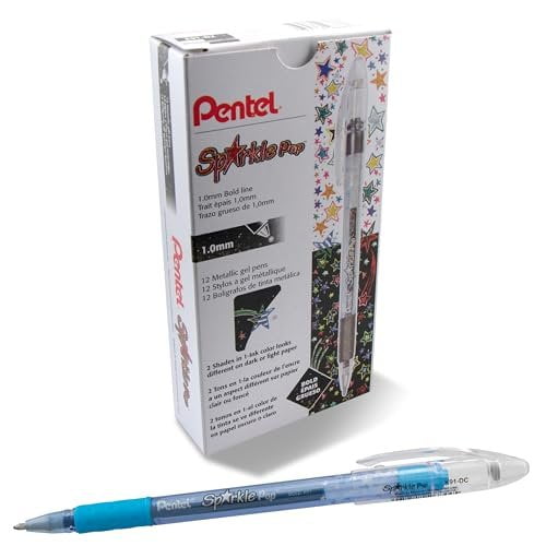 Pentel Sparkle Pop Metallic Gel Pen, 1.0mm Bold Line, Blue/Green Ink ...