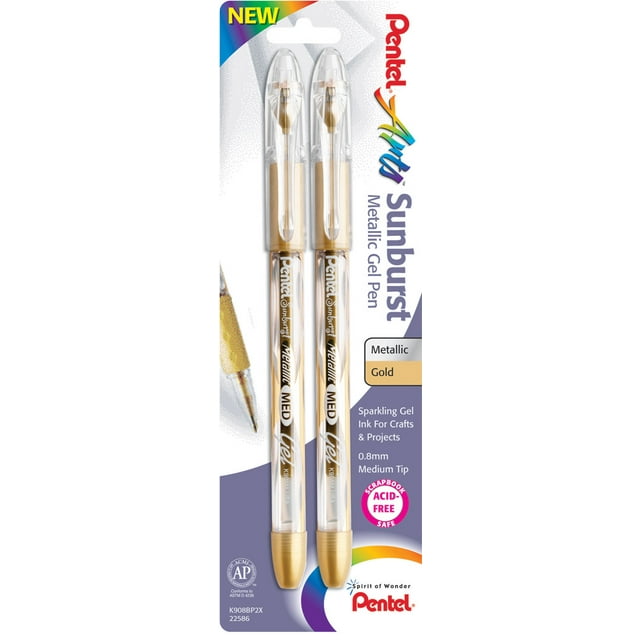 Pentel Sunburst Metallic Gel Pens, 2/Pkg., Gold - Walmart.com