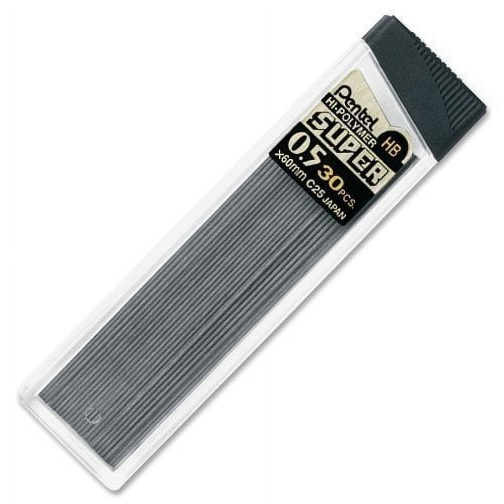 Pentel Super Hi-Polymer 0.5mm Lead with Hi-Polymer Eraser - 30 Pieces ...