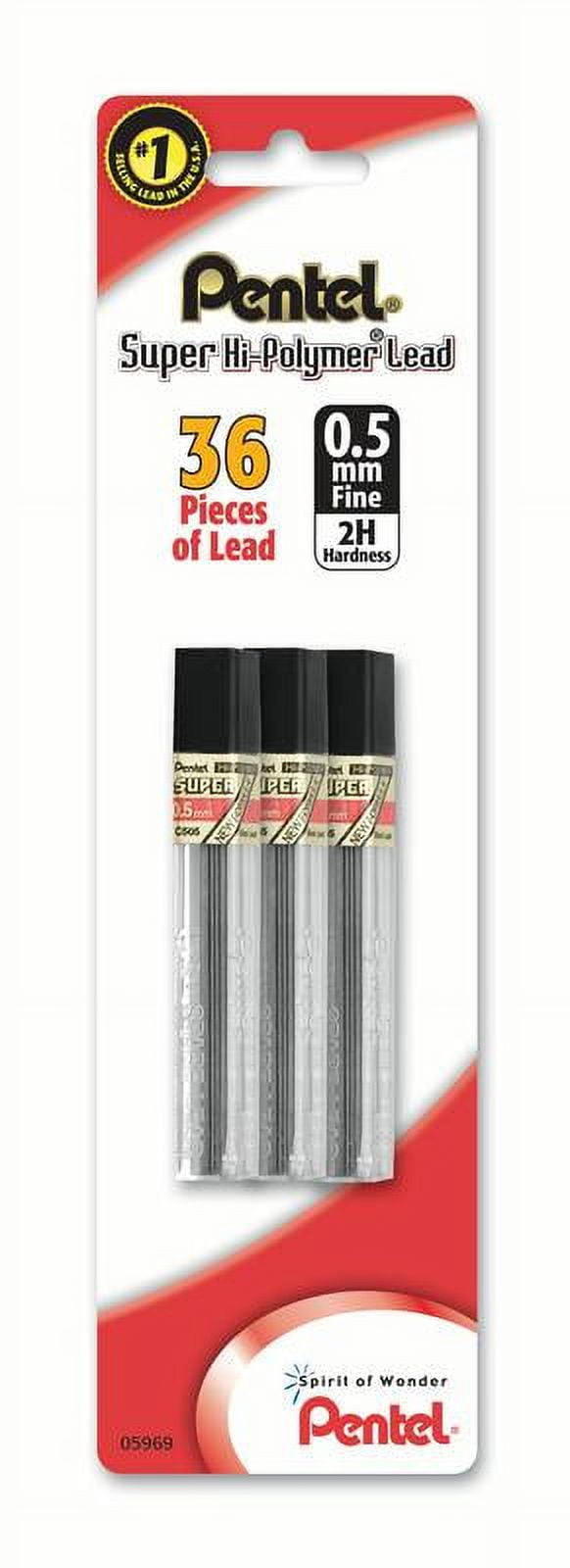 Pentel Super Hi-Polymer Lead Refill (0.5mm) Fine, 2H, 12 pcs/Tube 3-Pk ...
