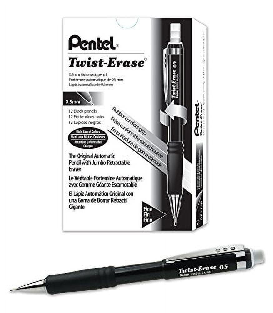 Pentel Twist-Erase III Mechanical Pencil ,0.5mm , Black Barrel, 12 Pack ...
