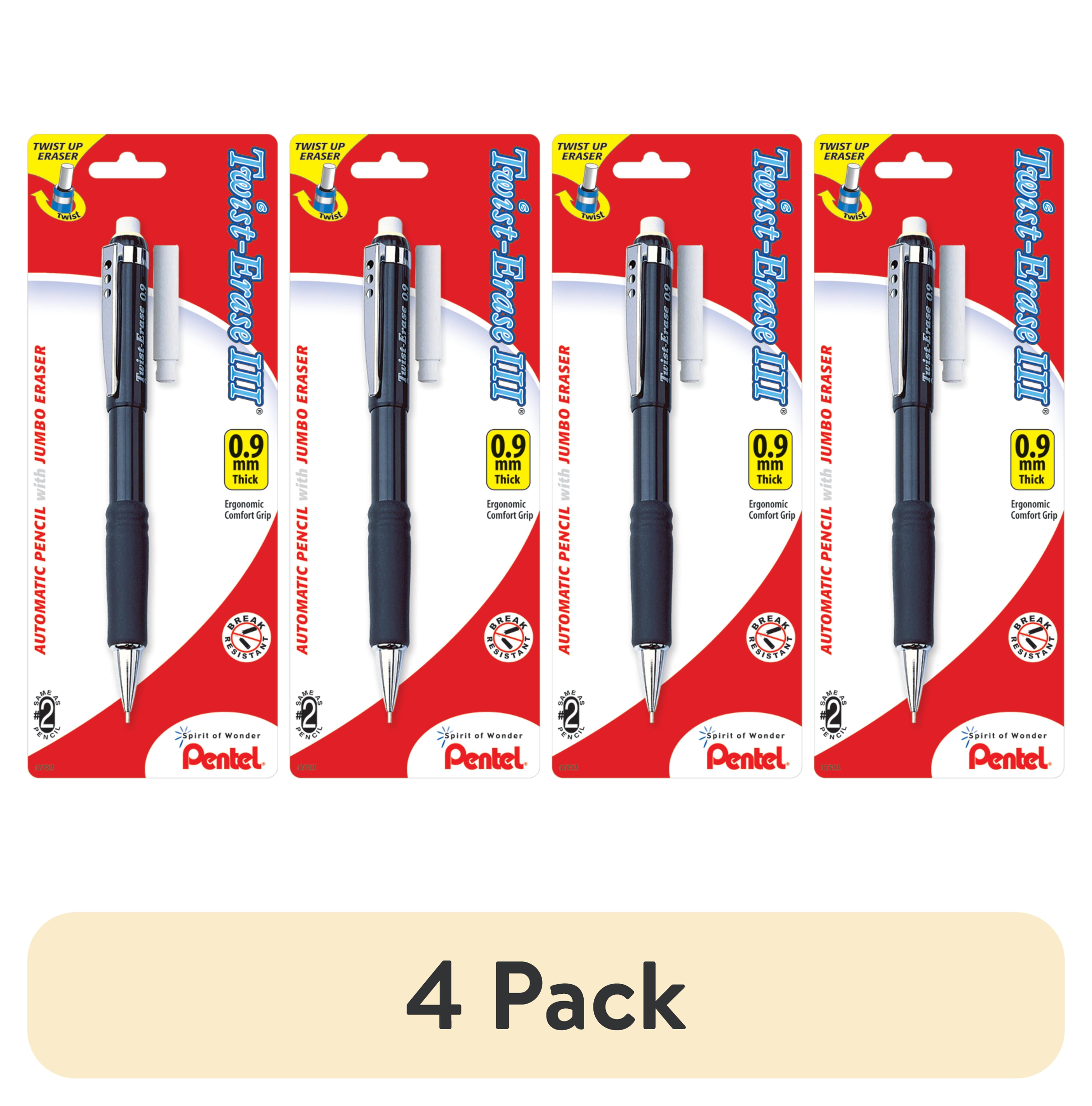(4 pack) Pentel Twist-Erase III Mechanical Pencil, .9mm - Walmart.com