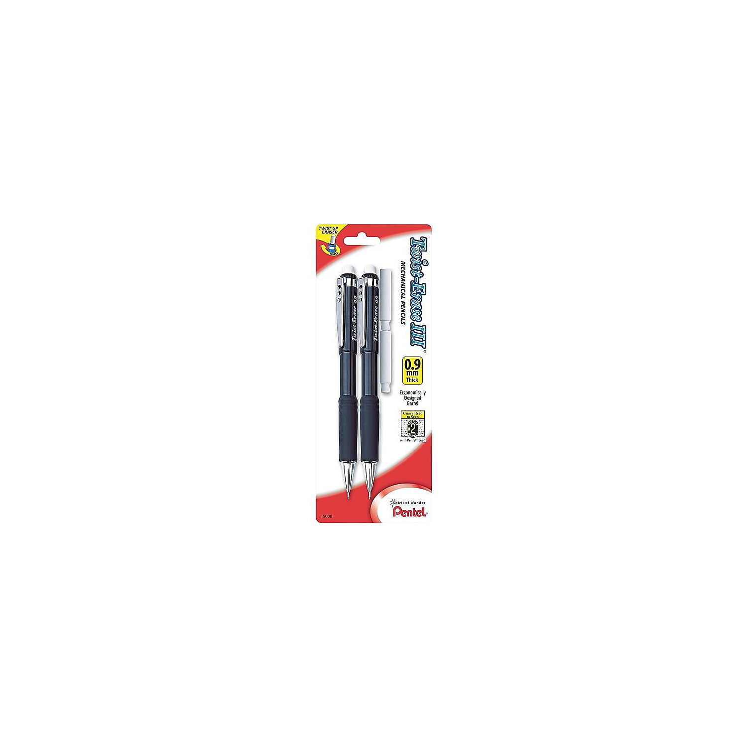 Pentel Twist-Erase III Mechanical pencil, (0.9 mm) with (2) Eraser ...