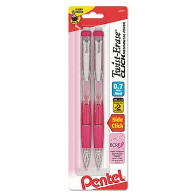 (3 pack) Pentel Twist Erase Pink Click Mechanical Pencils #2 Lead - 0.7 ...