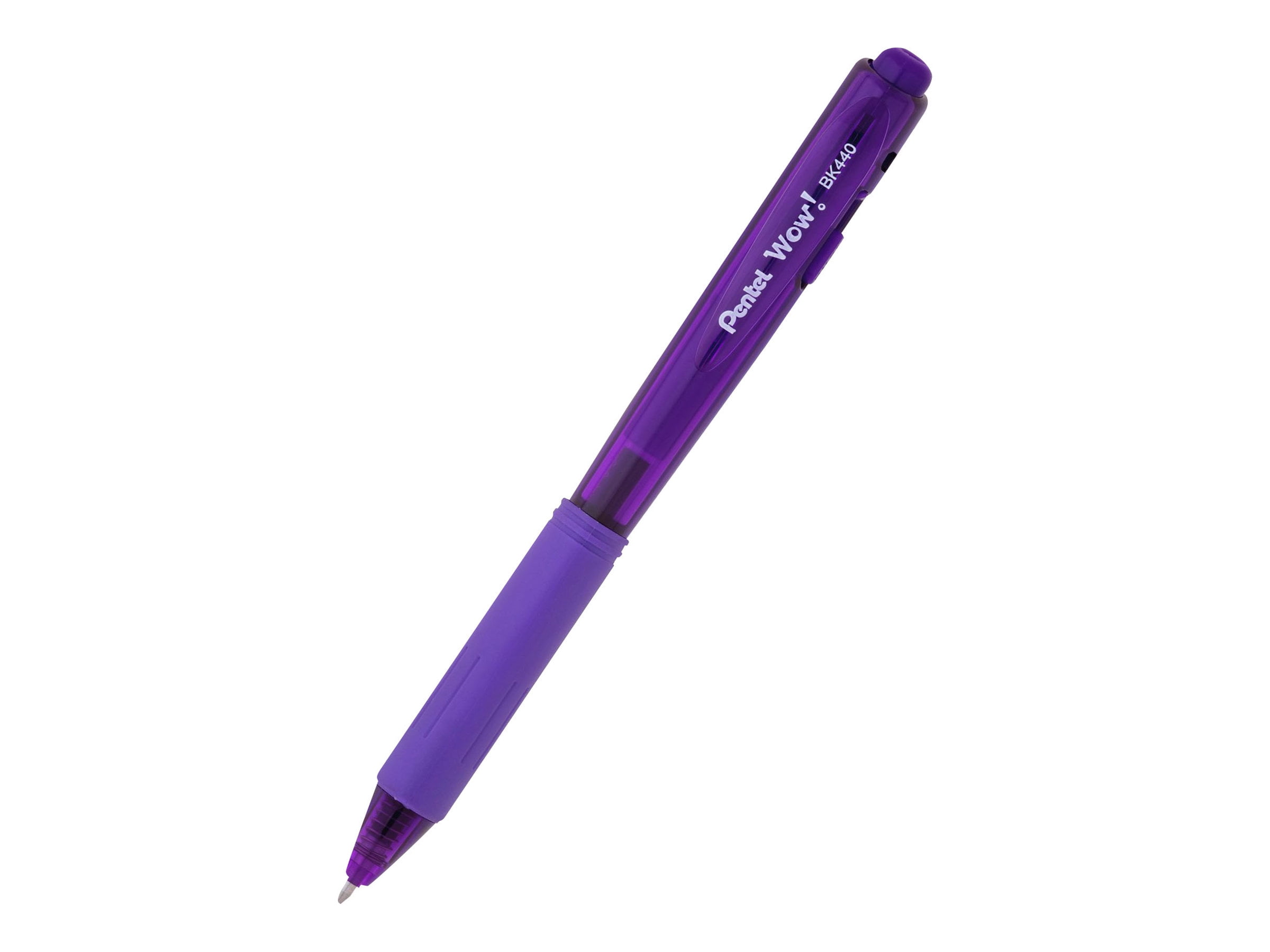 Pentel WOW! Retractable Ballpoint Pens, Medium Line, Violet Ink, Box of ...