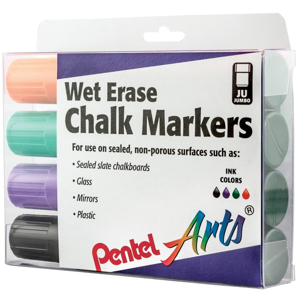 Pentel Wet Erase Chalk Markers - Secondary Colors, Jumbo Point, Set of ...