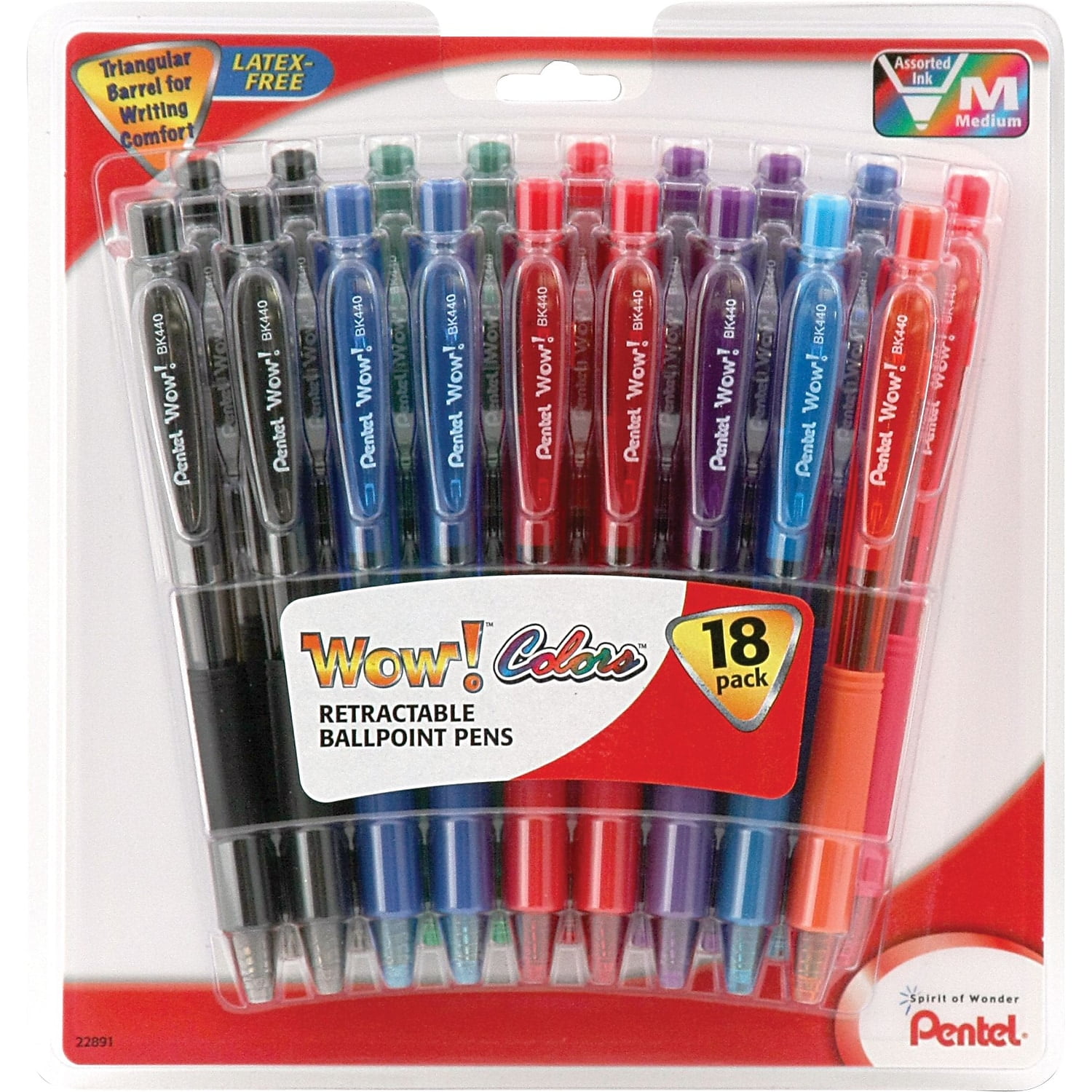 Pentel Wow! Retractable Ballpoint Pen, (1.0mm) Medium Line, NEW Ink ...
