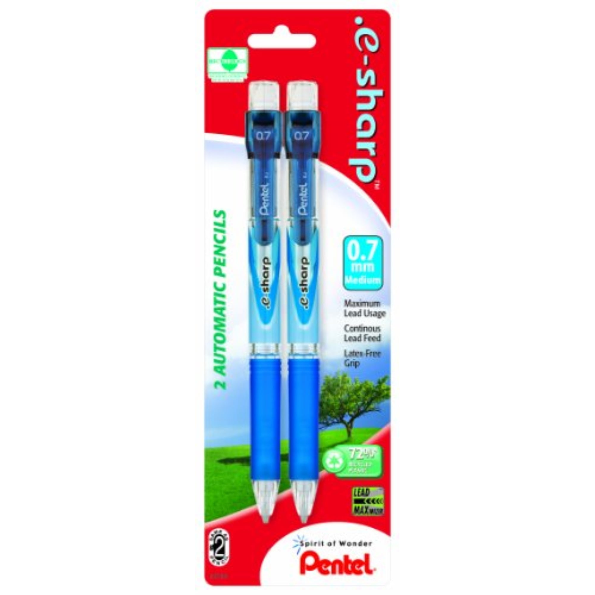 Pentel .e-sharp Automatic Pencil, 0.7mm, Assorted Barrels, 2 Pack ...