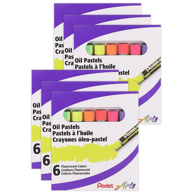 Pentel Arts Oil Pastels, Fluorescent, 6 Per Set, 6 Sets - Walmart ...