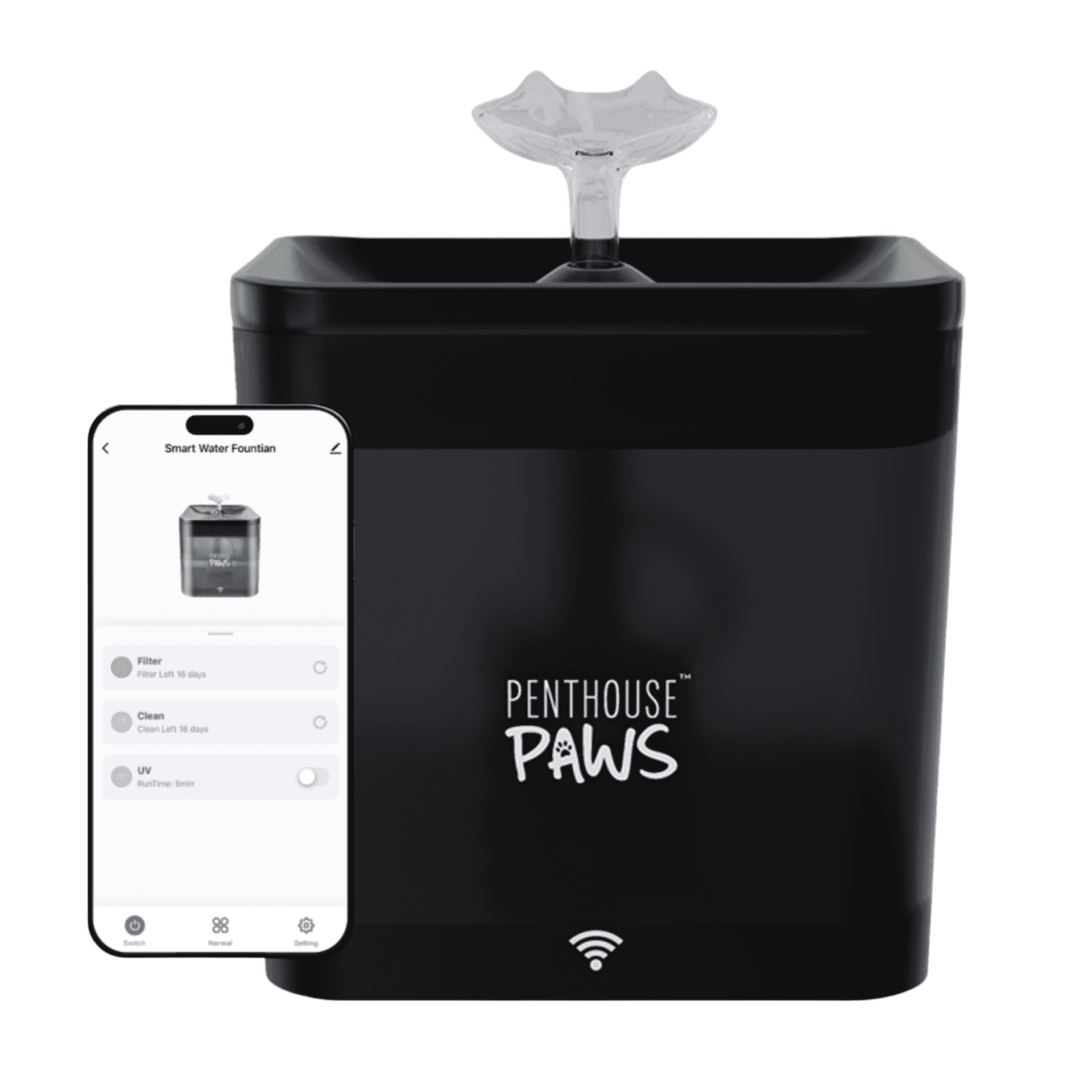 Penthouse Paws® Smart Cat Water Fountain, 2.2 L App-Controlled Black - Walmart.com