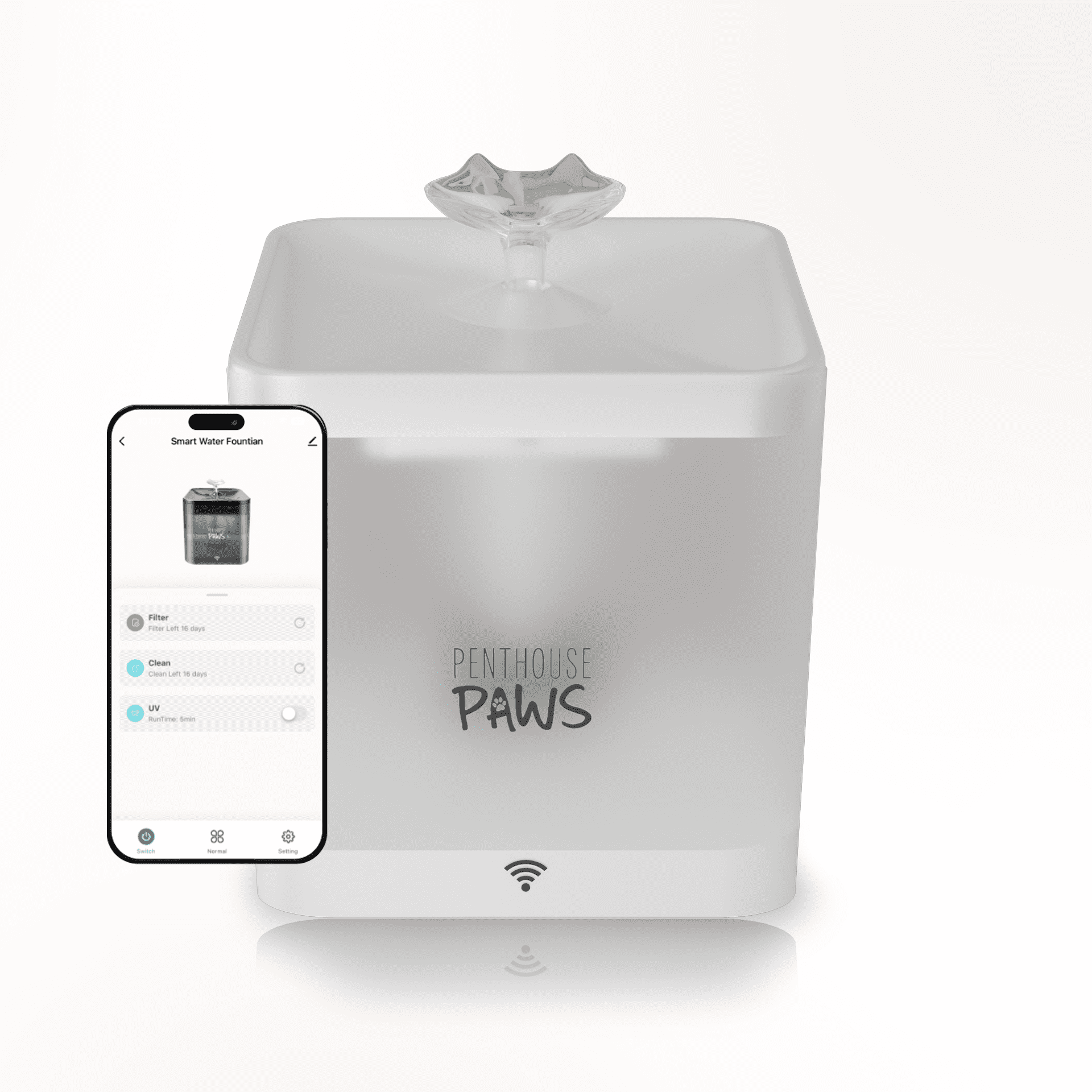Penthouse Paws Smart Cat Water Fountain, 2.2 L App-Controlled Plastic White - Walmart.com