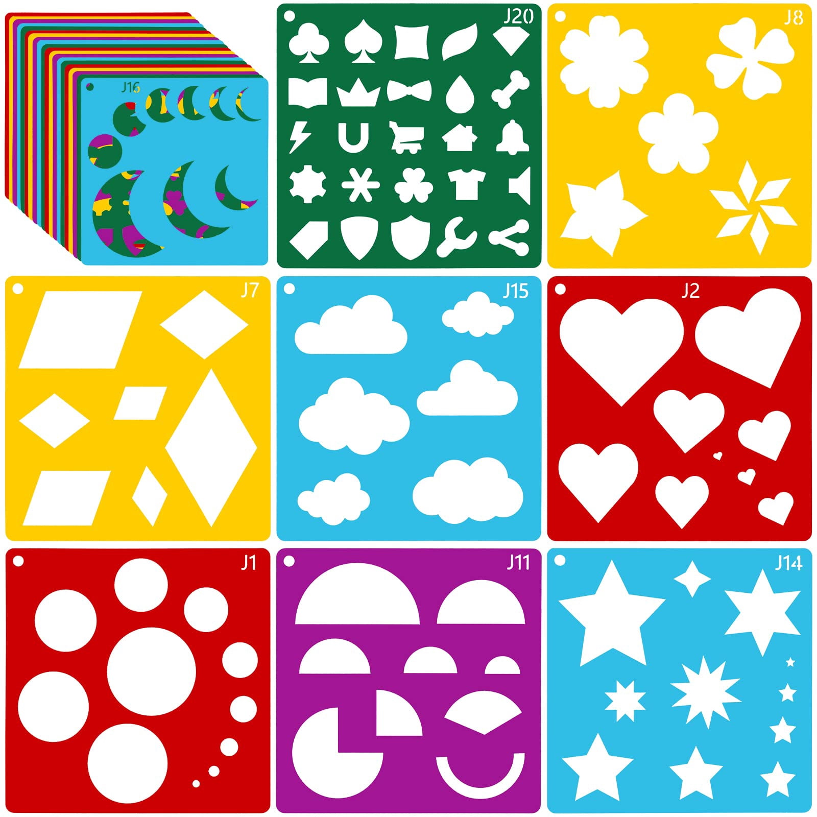 Peohud 40 Pieces Stencils for Kids, AIS1 Geometric Shaped Stencil ...