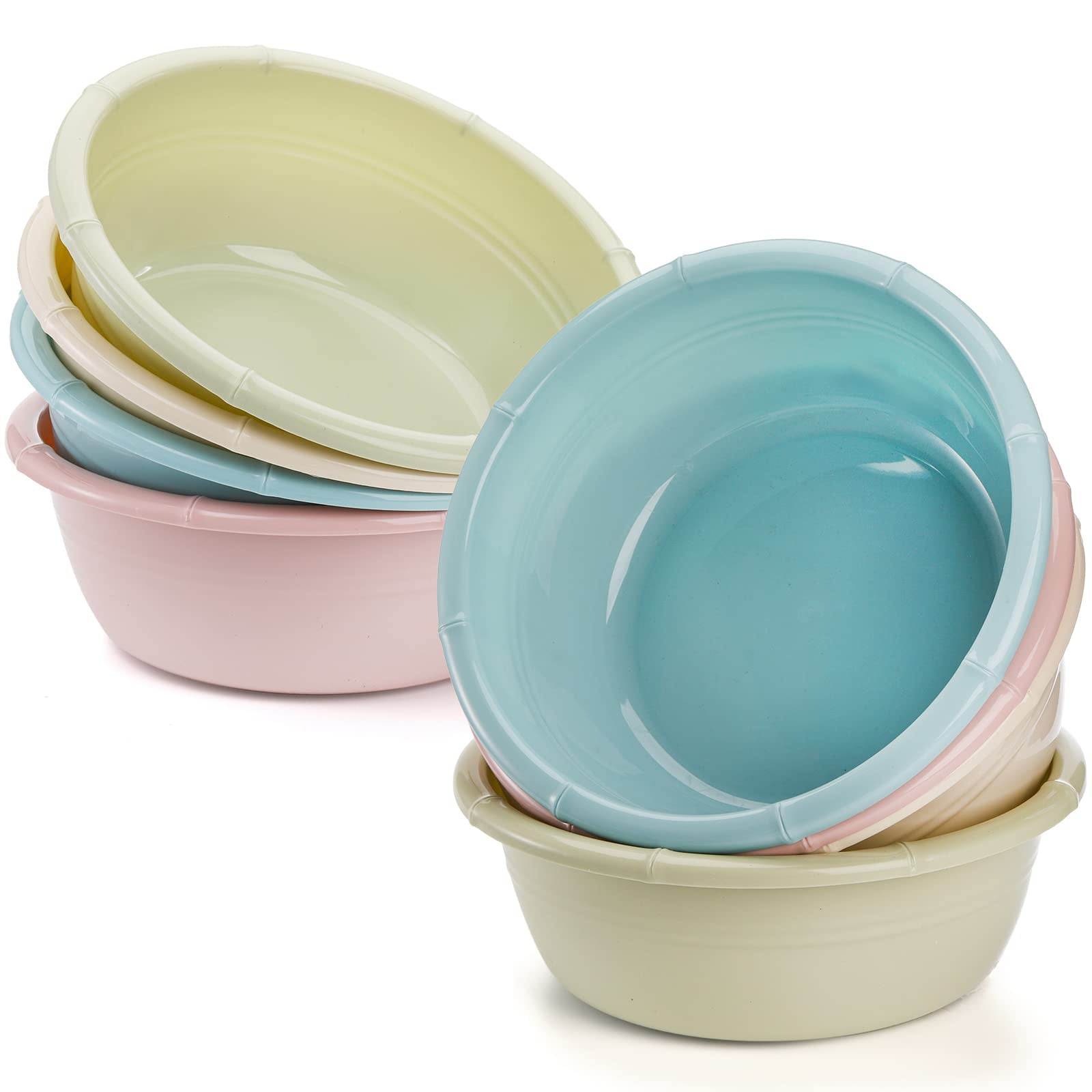 Peohud 8 Pack Plastic Wash Basin, 5 Quart Stackable Camping Dish Pan ...