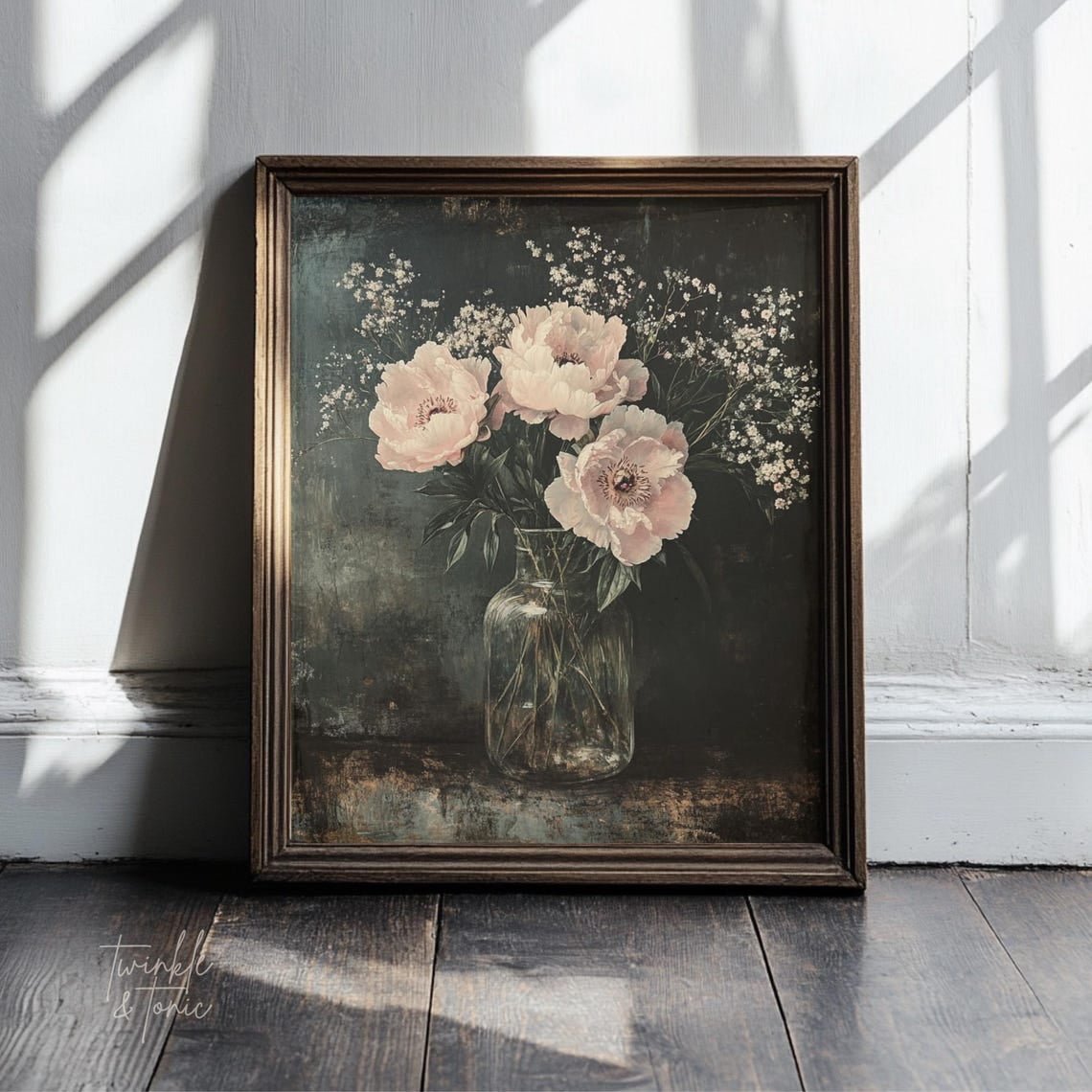 Peonies Art Print Moody Floral Wall Dã©Cor Romantic Botanical Poster ...