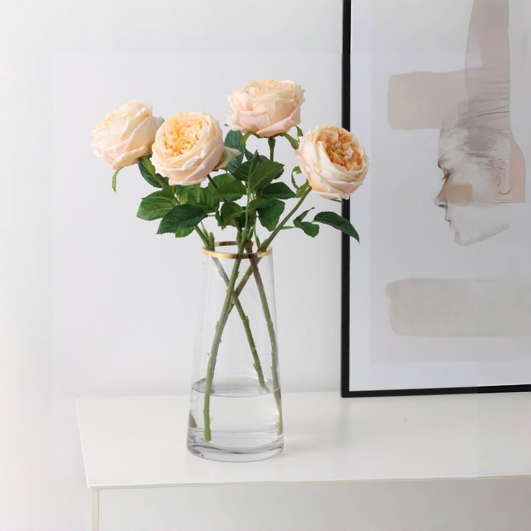 Peonies Artificial Flowers Real Touch Artificial Peony & Rose Stems ...