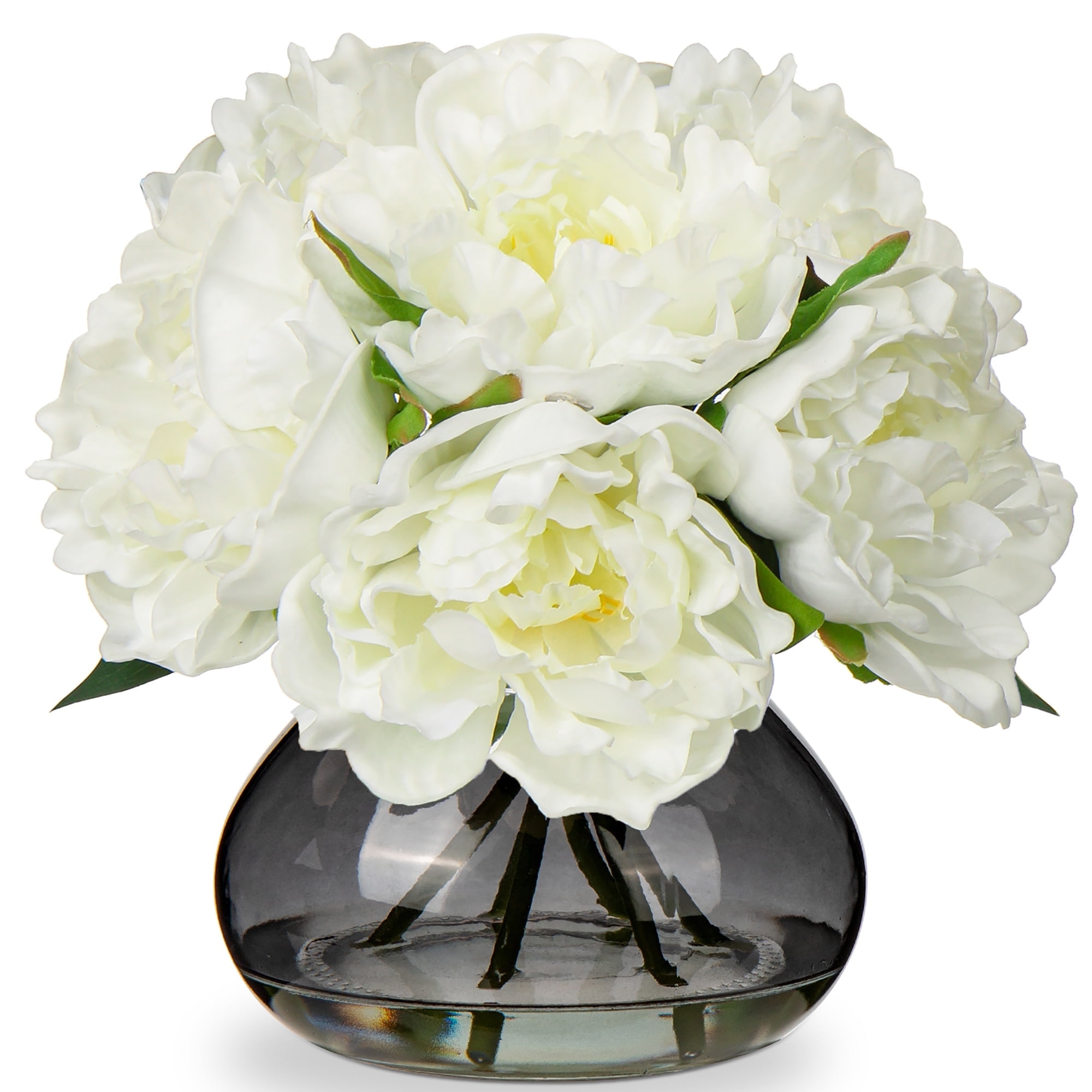 Peonies Artificial Flowers with Vase White Silk Fake Flowers ...