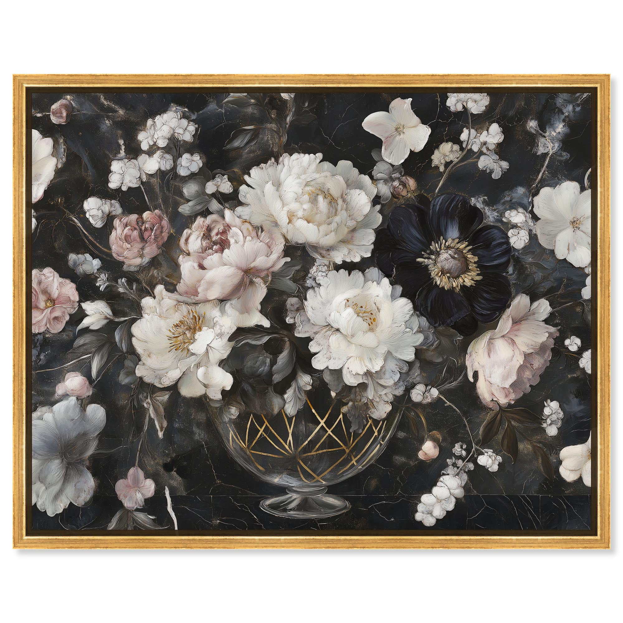 Peonies in Glass Vase Canvas Famous Classic Art by Art Remedy, Gold ...