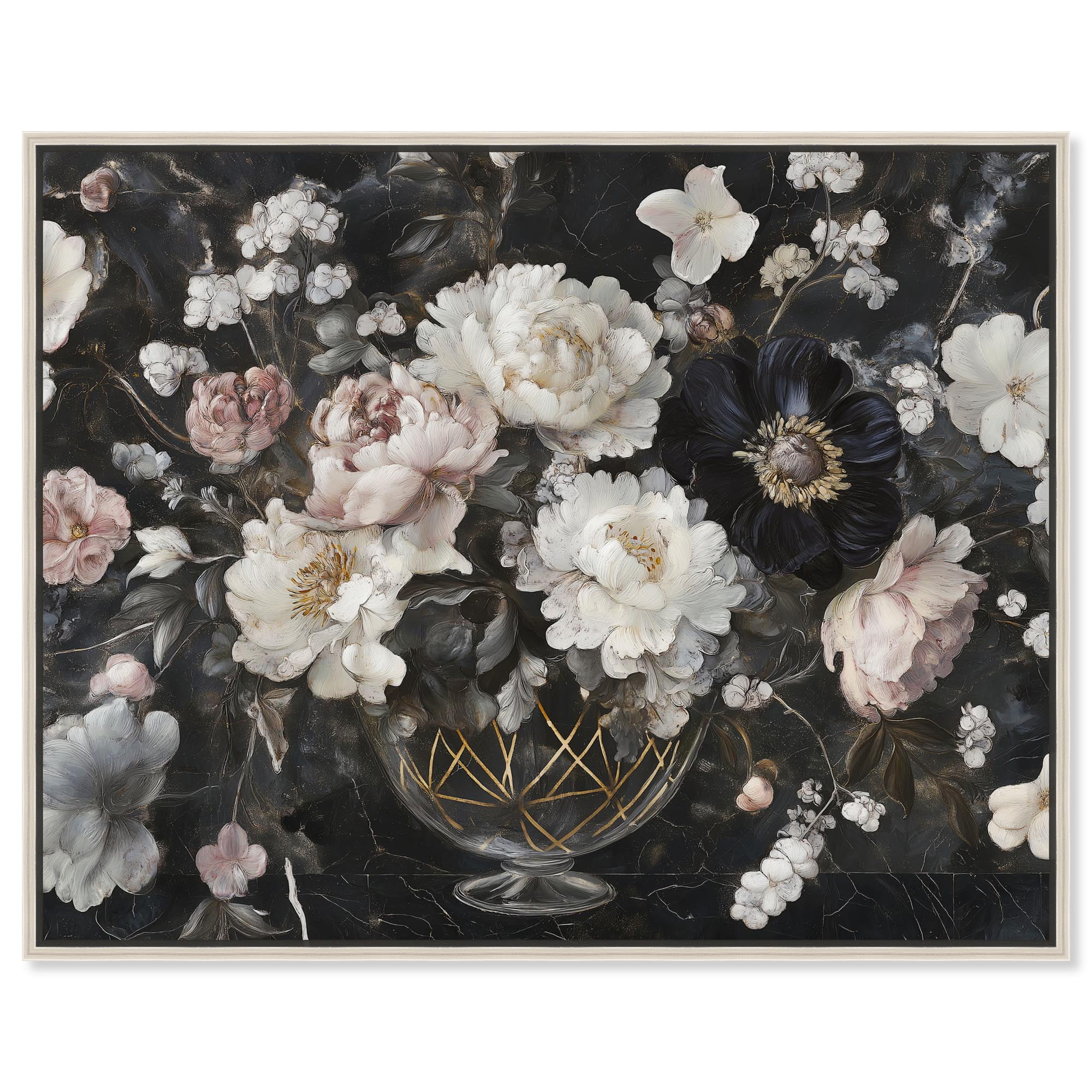 Peonies in Glass Vase Canvas Famous Classic Art by Art Remedy, Silver Frame, 24 x 20 - Walmart.com