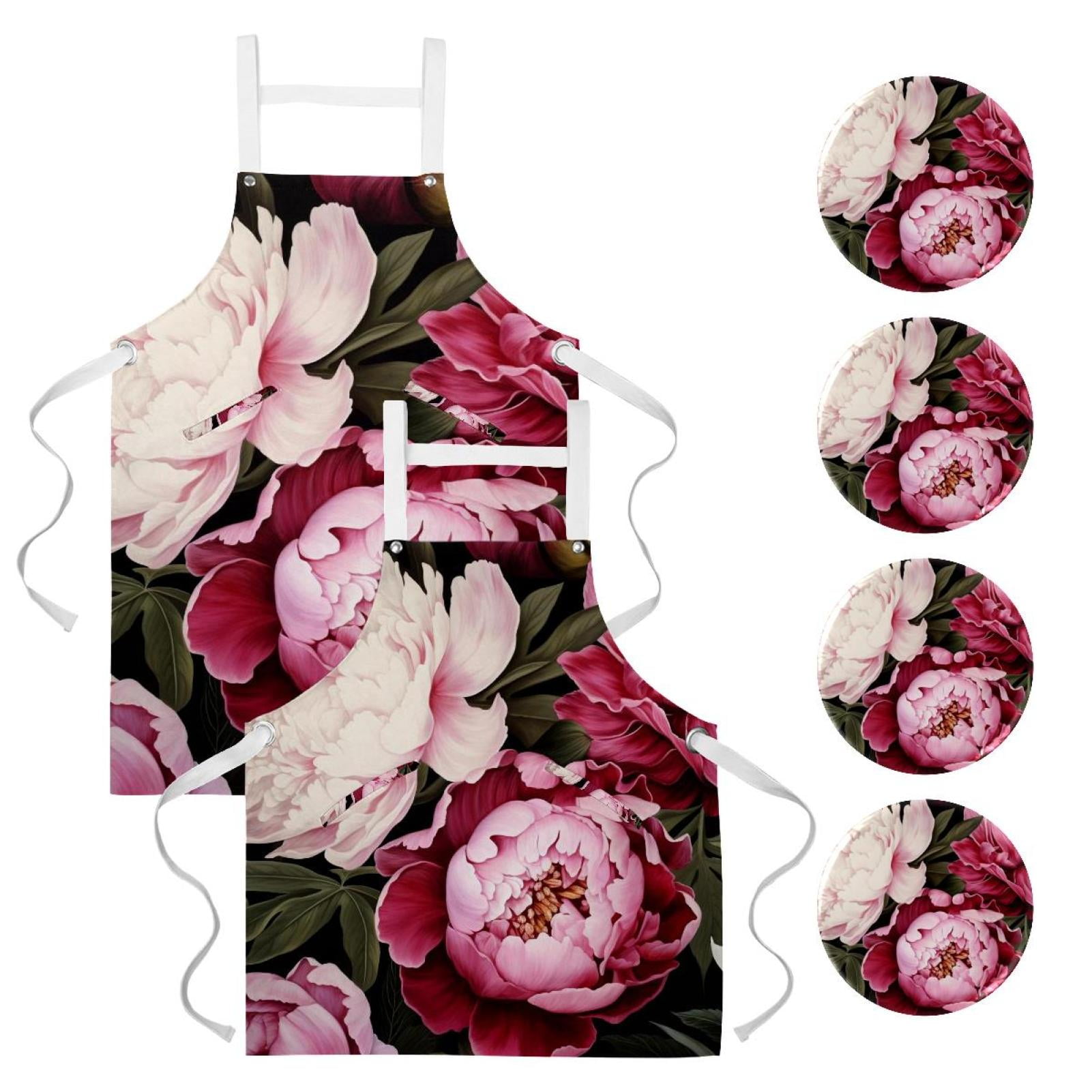 Peony 2 Pack Waterproof Cooking Apron with Pockets and Badge - Photo ...