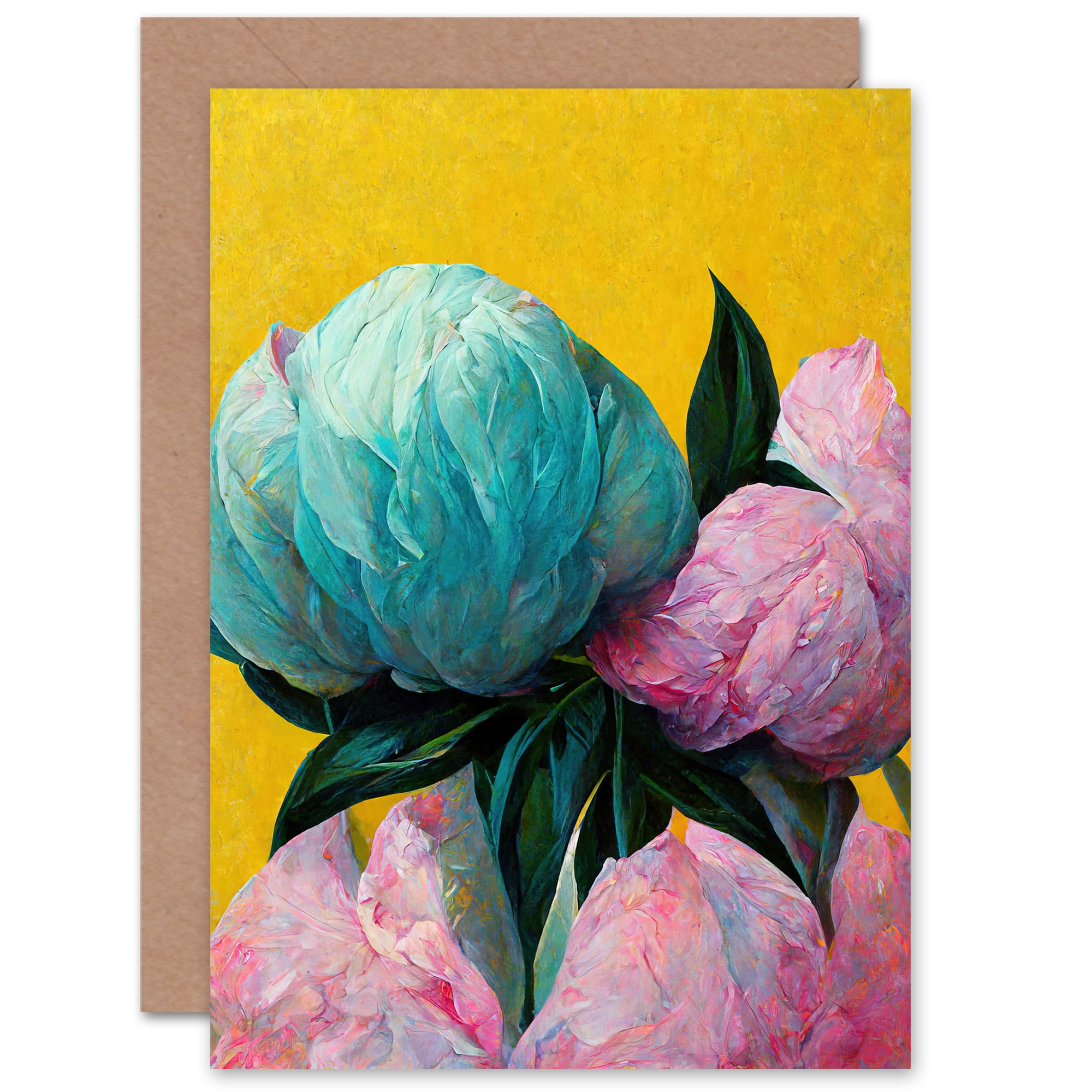 Peony Blooms on Yellow for Wife Her Mum Sister Daughter Mom Gran Nan ...