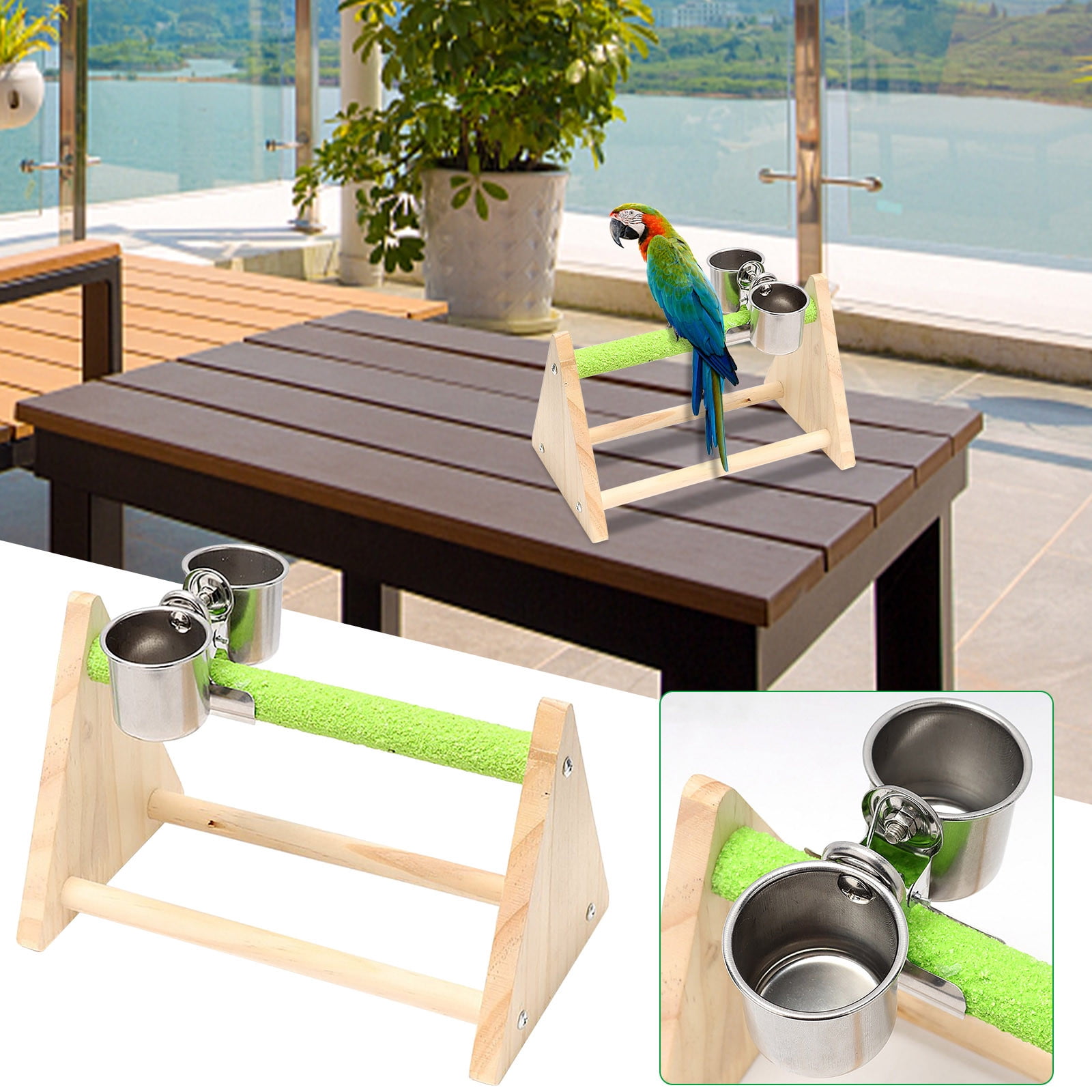 Peony Cockatiel Claw Grinding Solid Wood Stand Stick Stand Triangular ...