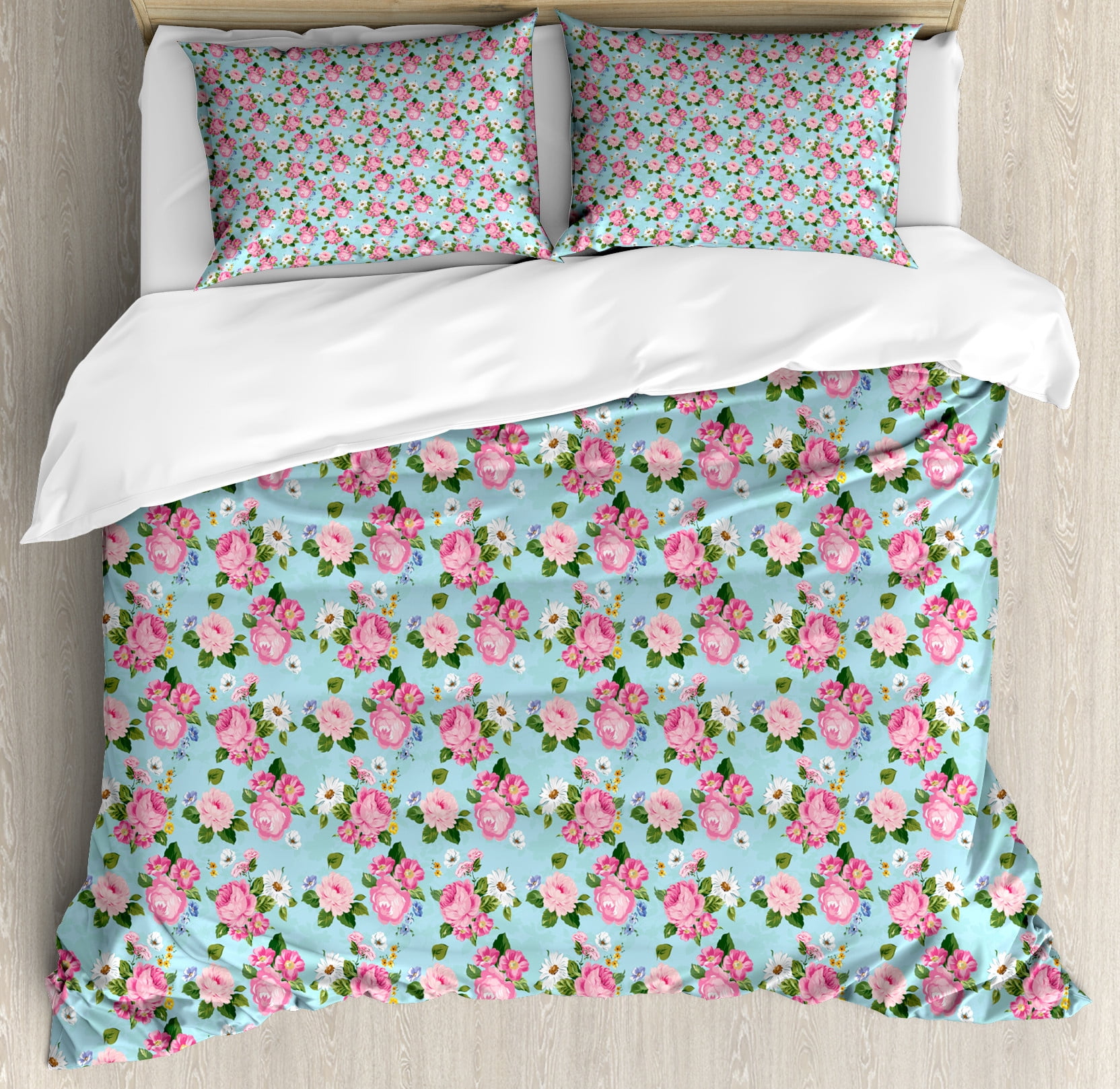 Peony Duvet Cover Set, Colorful Flowers Bouquet Simple Romantic Pattern ...