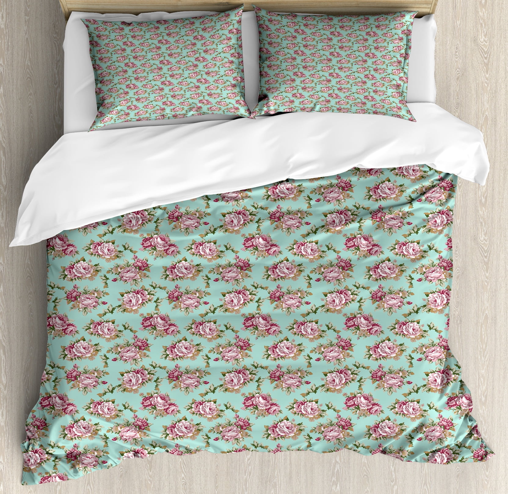 Peony Duvet Cover Set, Repetitive Classic Flowers Pastel Tone Pattern ...