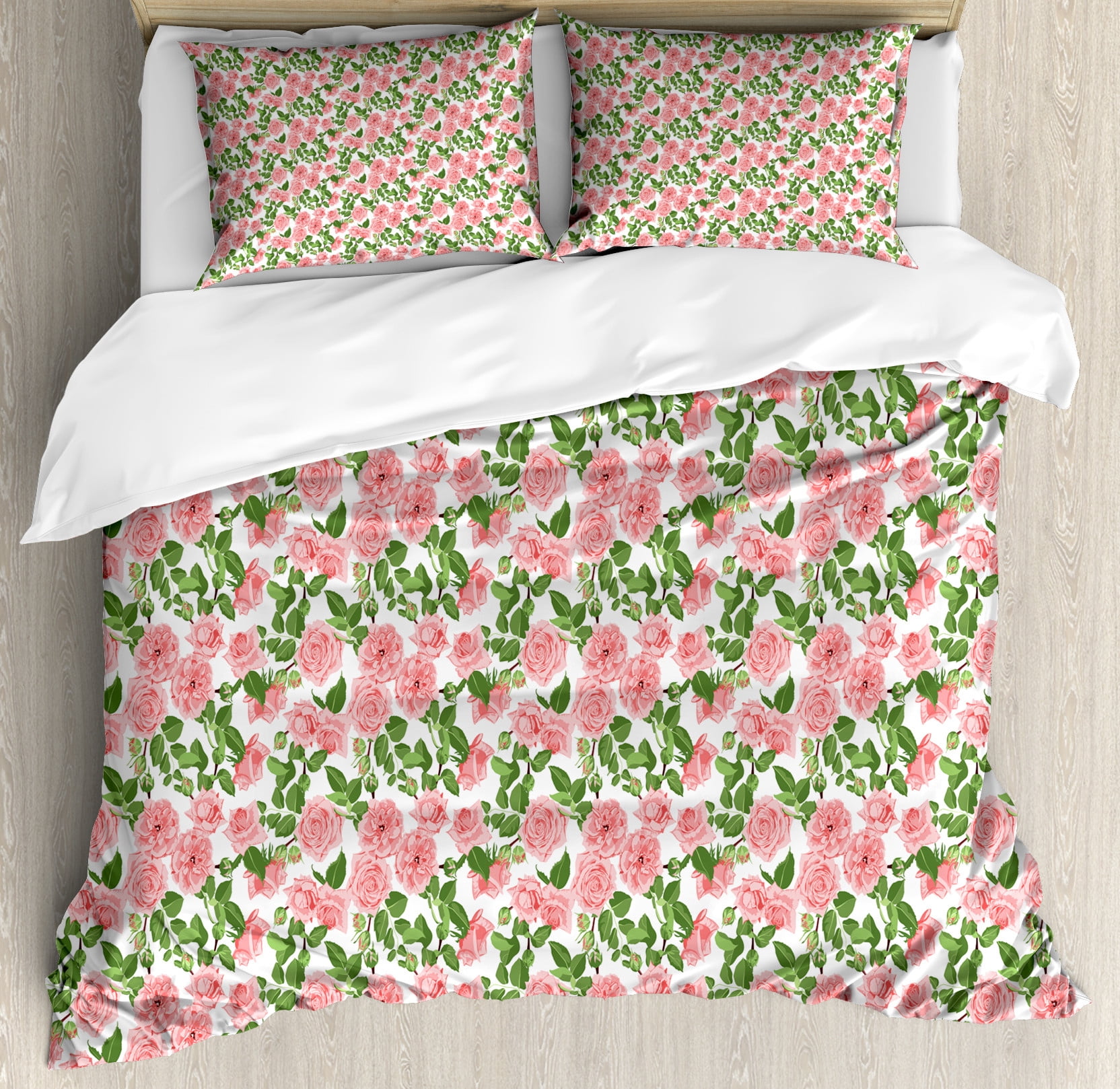 Peony Duvet Cover Set, Repetitive Romantic Vintage Flower Leaves ...
