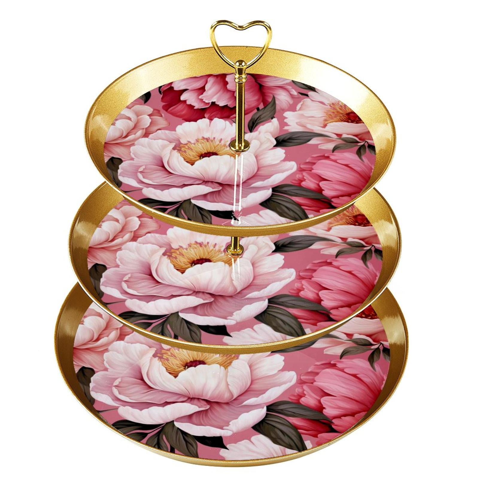 Peony Elegant Plastic Dessert Table Display Tray Stand with Iron ...