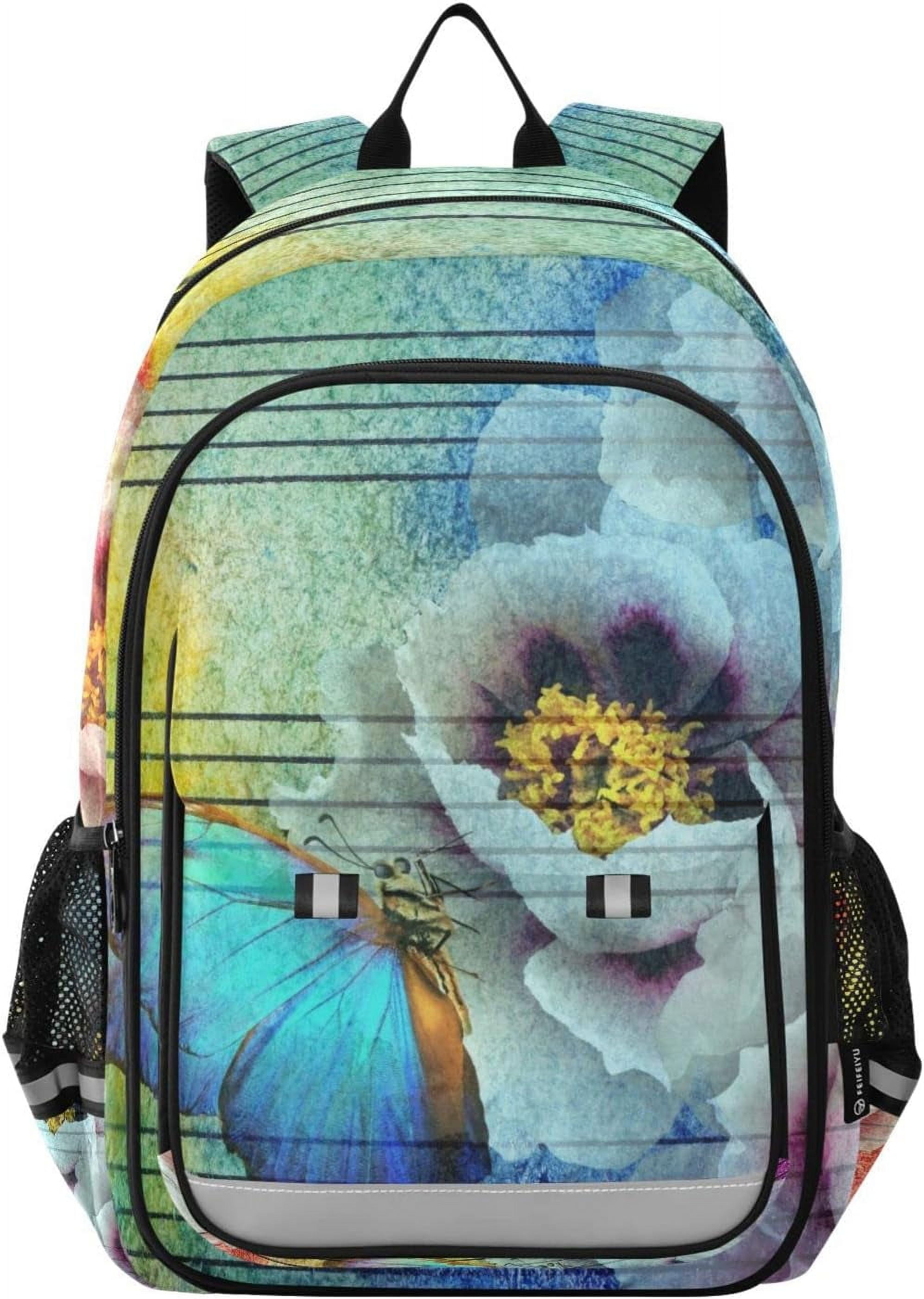 Peony Flower Butterfly Rainbow Laptop Backpack Purse for Women Men ...