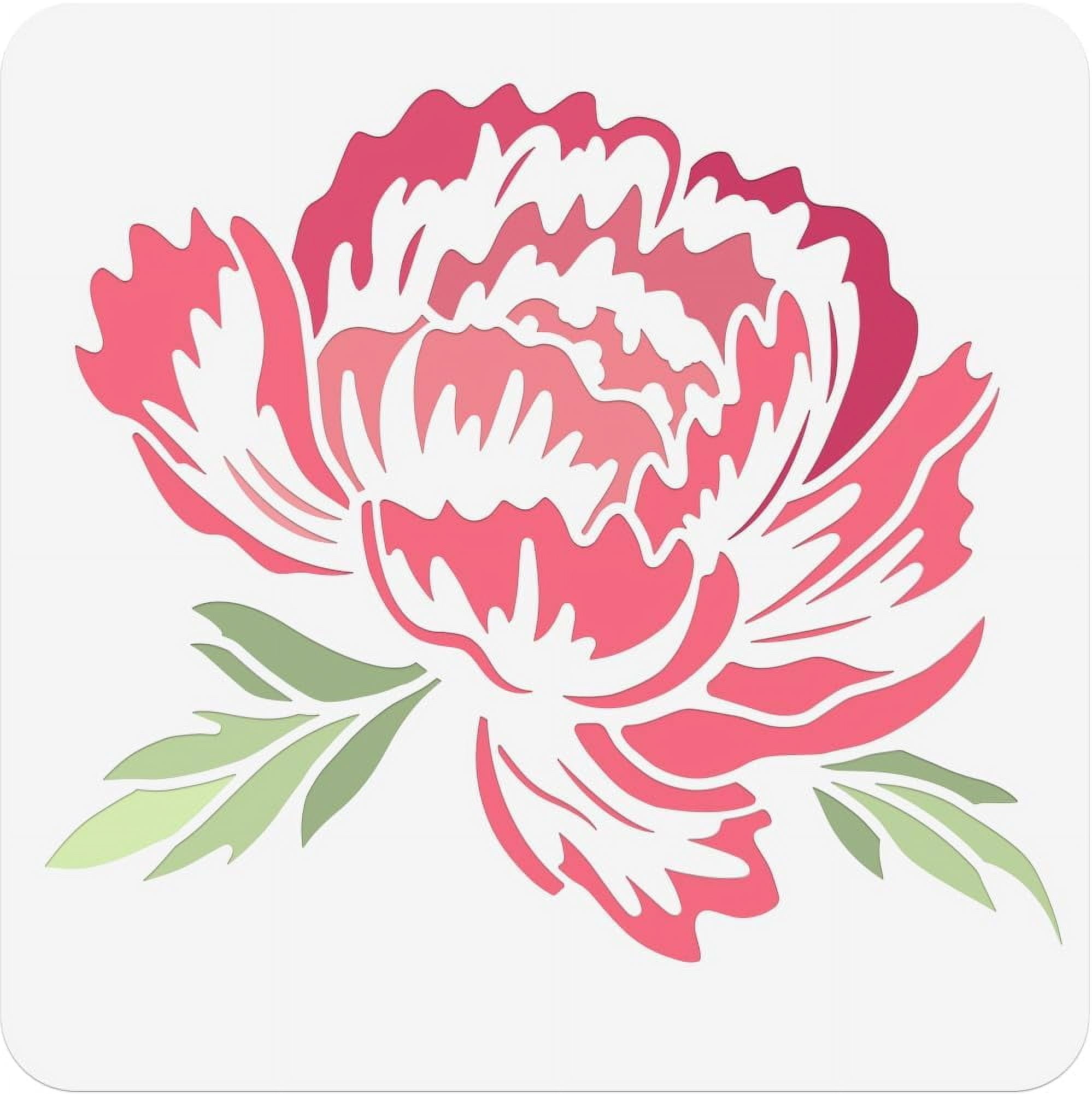 Peony Flower Drawing Painting Stencil 11.8x11.8inch Flower Pattern Art ...