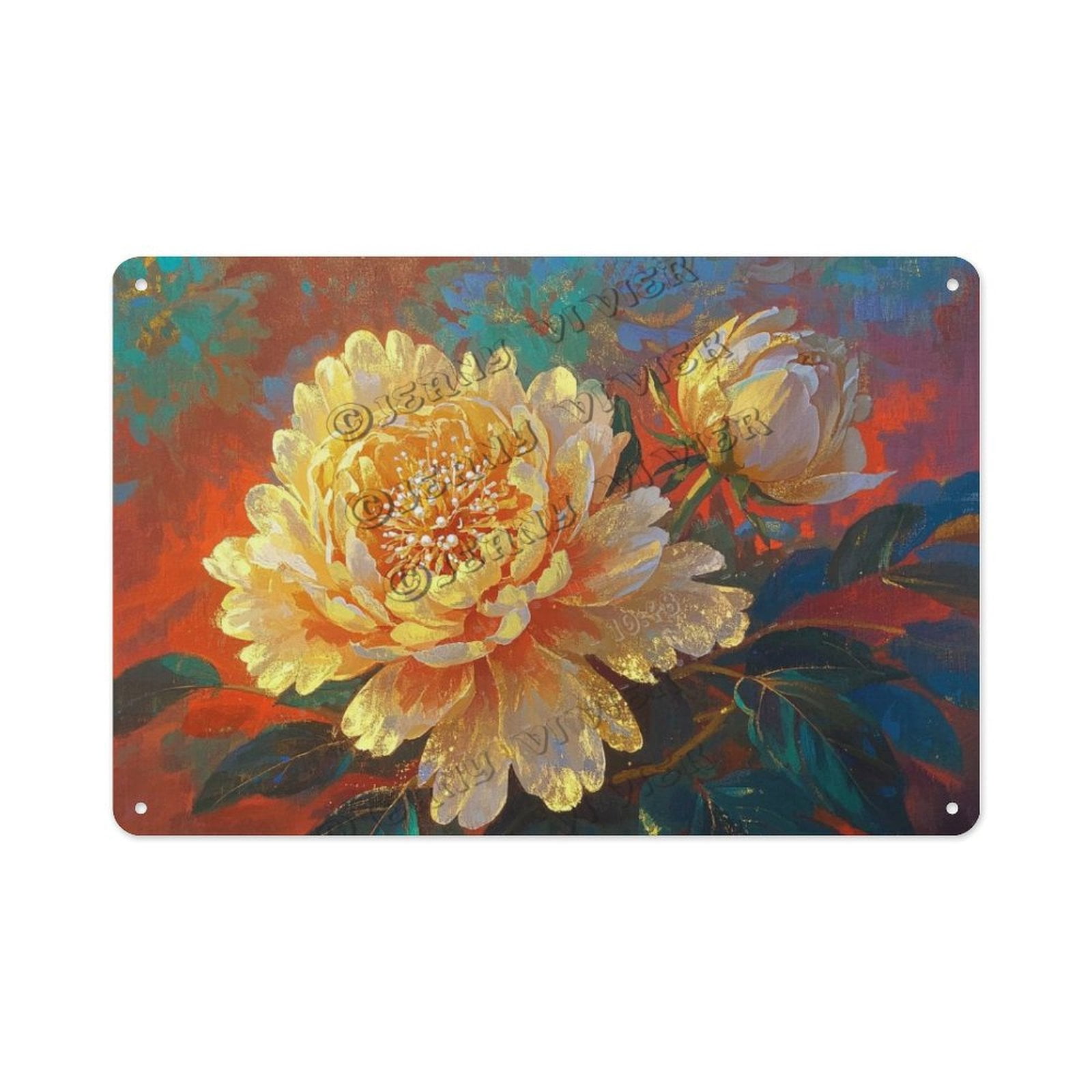 Peony Flower Metal Tin Sign – 8x12 Inch Vintage Wall Art for Kitchen ...