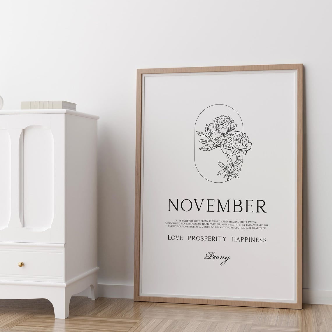Peony Flower Print, November Birthday Line Art, Minimal Floral Print ...