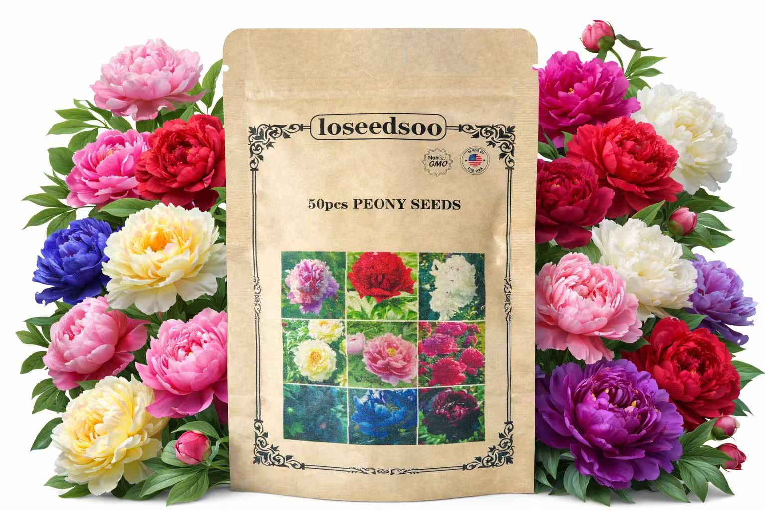 Peony Flower Seeds for Garden Planting, 50 Pieces, Mixed Colors ...