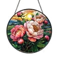 Peony Flower Sunset Style Stained Glass Suncatcher, Floral Window Decor ...