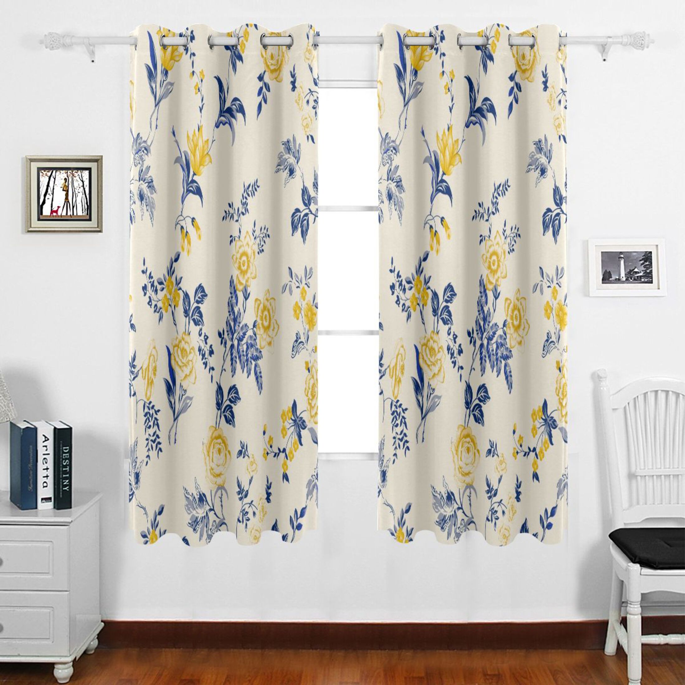 Peony Flowers Grommet Blackout Curtains Thermal Insulated Window ...